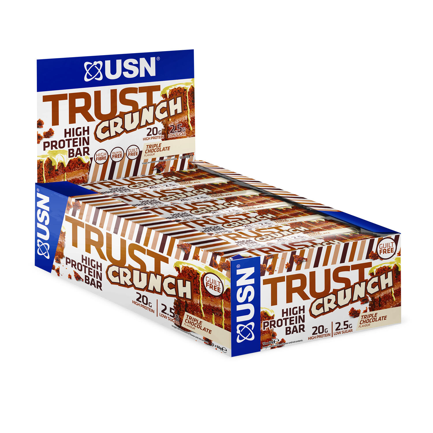 USN Trust Crunch Bars (12x60g) White Chocolate Cookie Dough - Repen ...