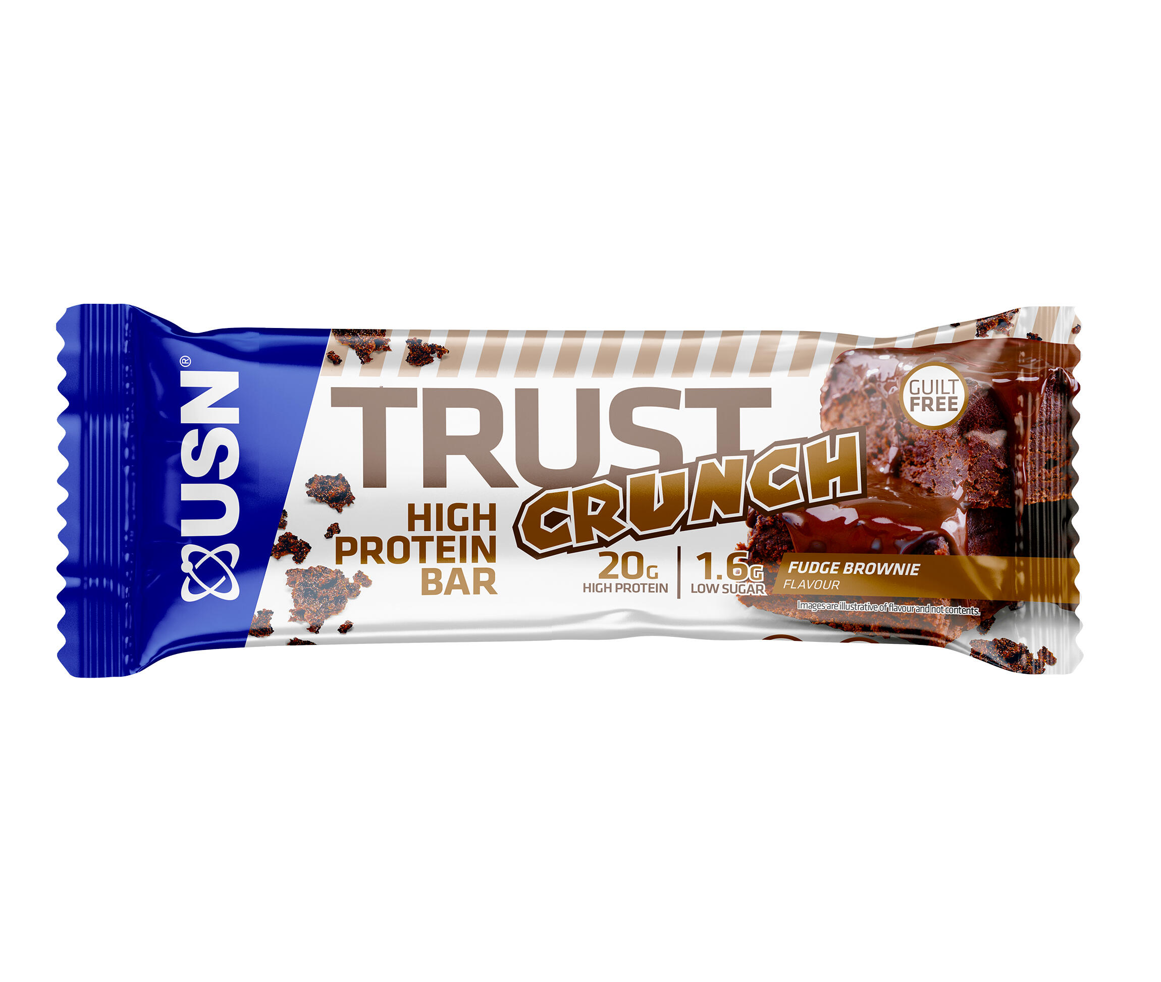 USN Trust Crunch Bars (12x60g) Fudge Brownie - Riegel - Protein-Riegel ...