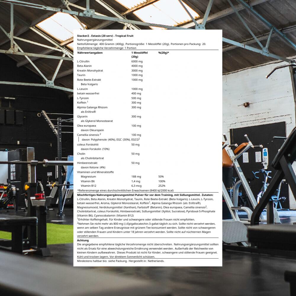 Stacker2 Extasis (20 serv) Tropical Fruit - Pre-Workout - Pre-Workout ...