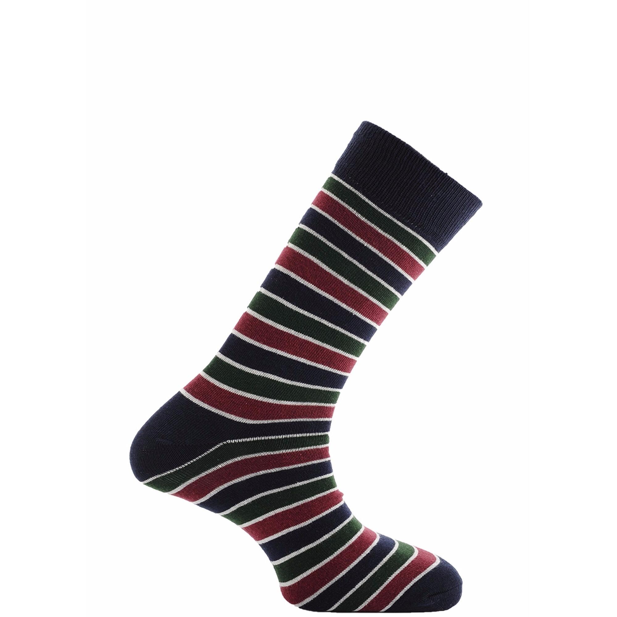 Mens Classic Short Striped Dress Socks Navywhitegreenburgundy Millfield Horizon Decathlon