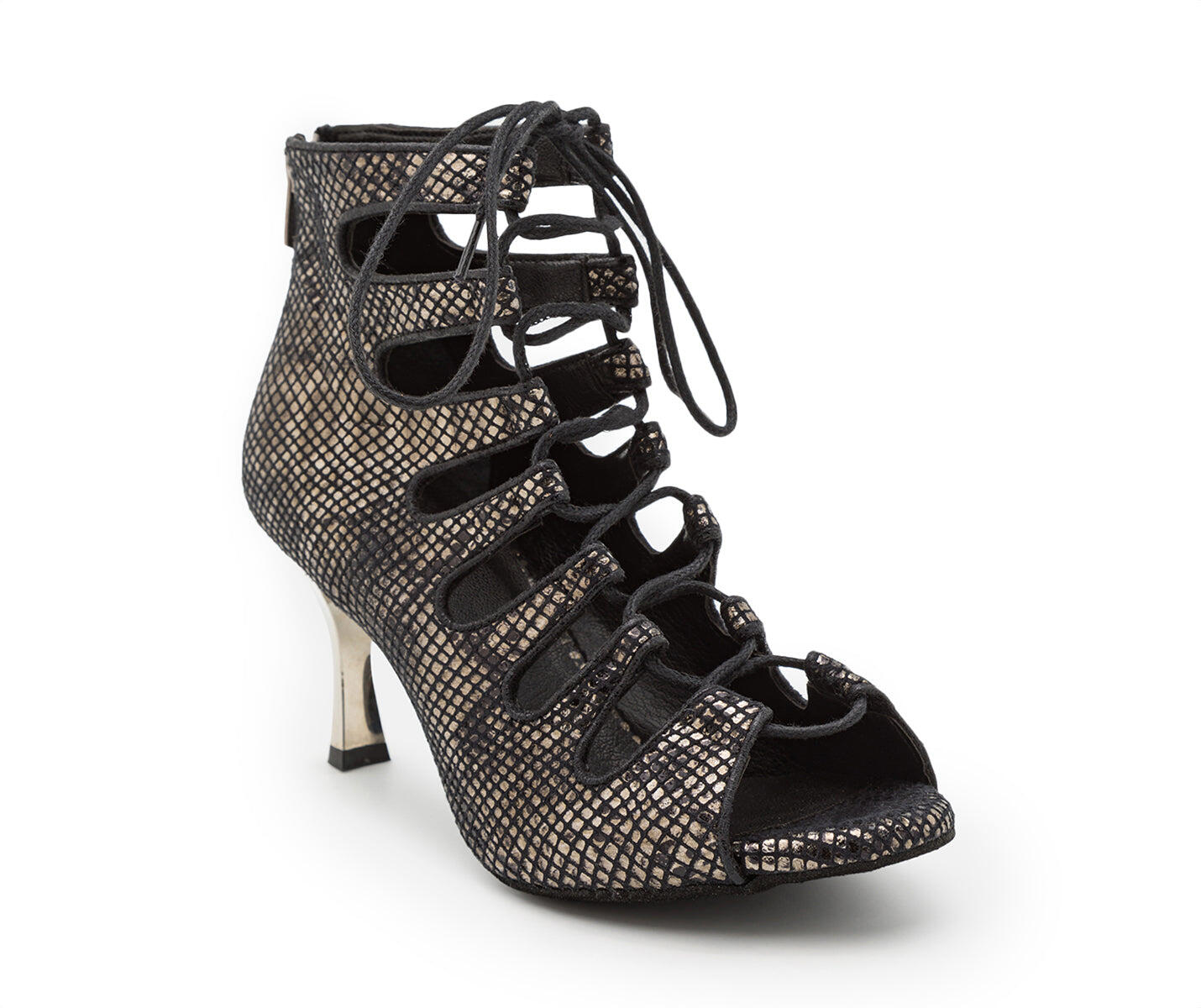 Electra Dance Shoes Python-Effect Black 8.5 cm Heel - Leather, Gold Sole DANCING QUEENS | Decathlon