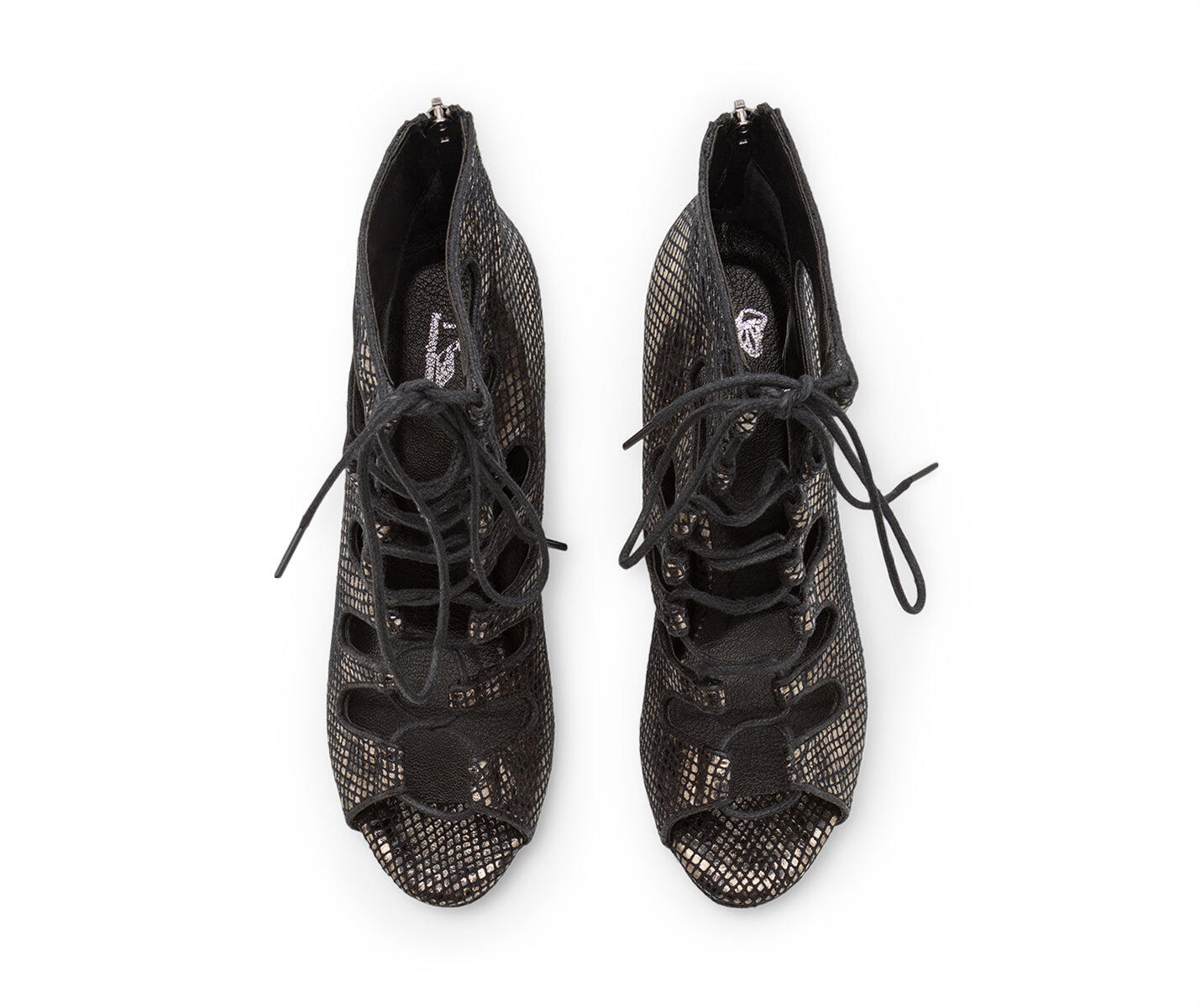 Electra Dance Shoes Python-Effect Black 8.5 cm Heel - Leather, Gold Sole DANCING QUEENS | Decathlon