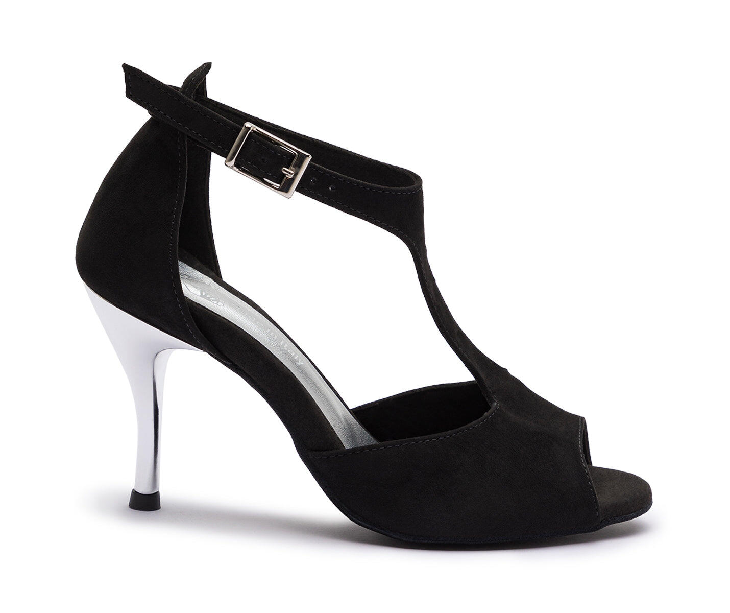 DQ1001 Chaussures de danse en noir avec semelle en daim - 5.0 cm flare ...
