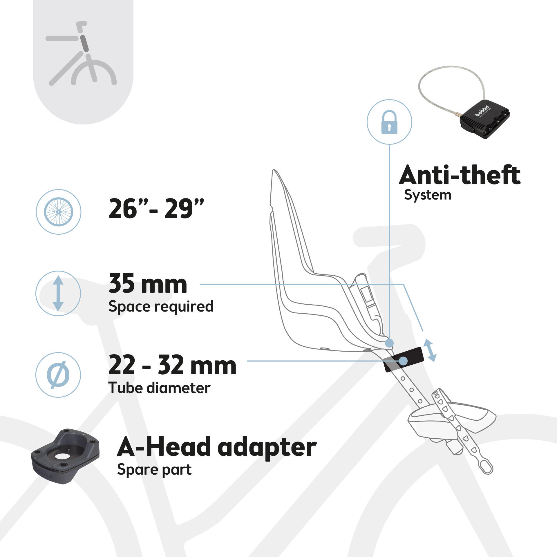 Seggiolino Anteriore Da Bicicletta Per Bambini ONE Blu Cittadella ...