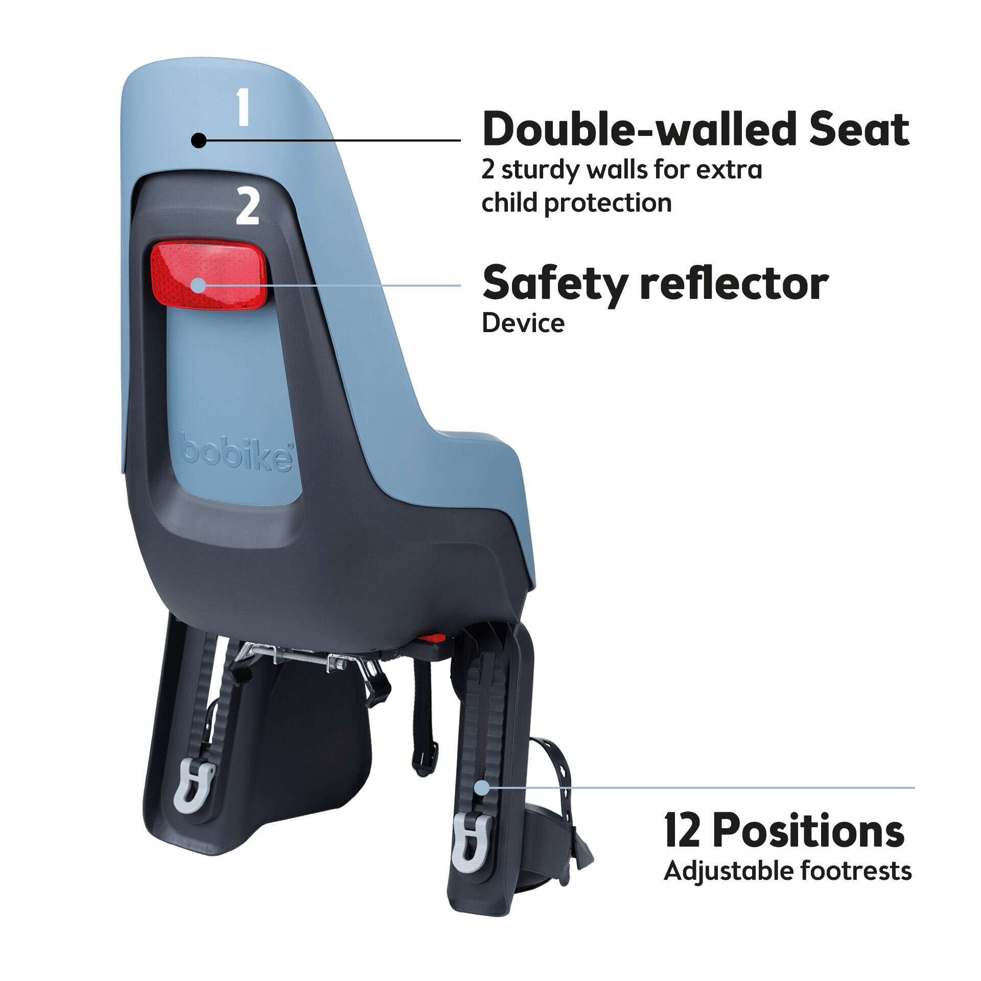 Siège Enfant Vélo Arrière Porte-Bagages ONE Bleu Citadelle BOBIKE ...