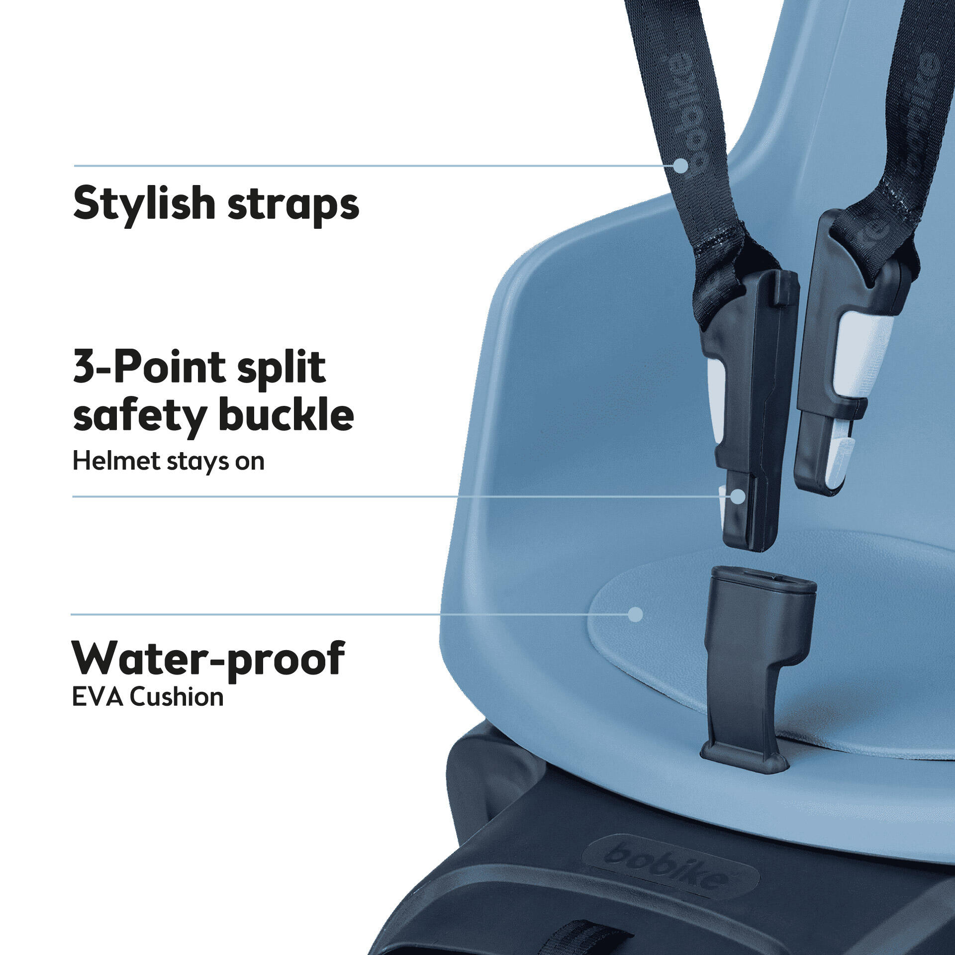 Siège Enfant Vélo Arrière Porte-Bagages ONE Bleu Citadelle BOBIKE ...