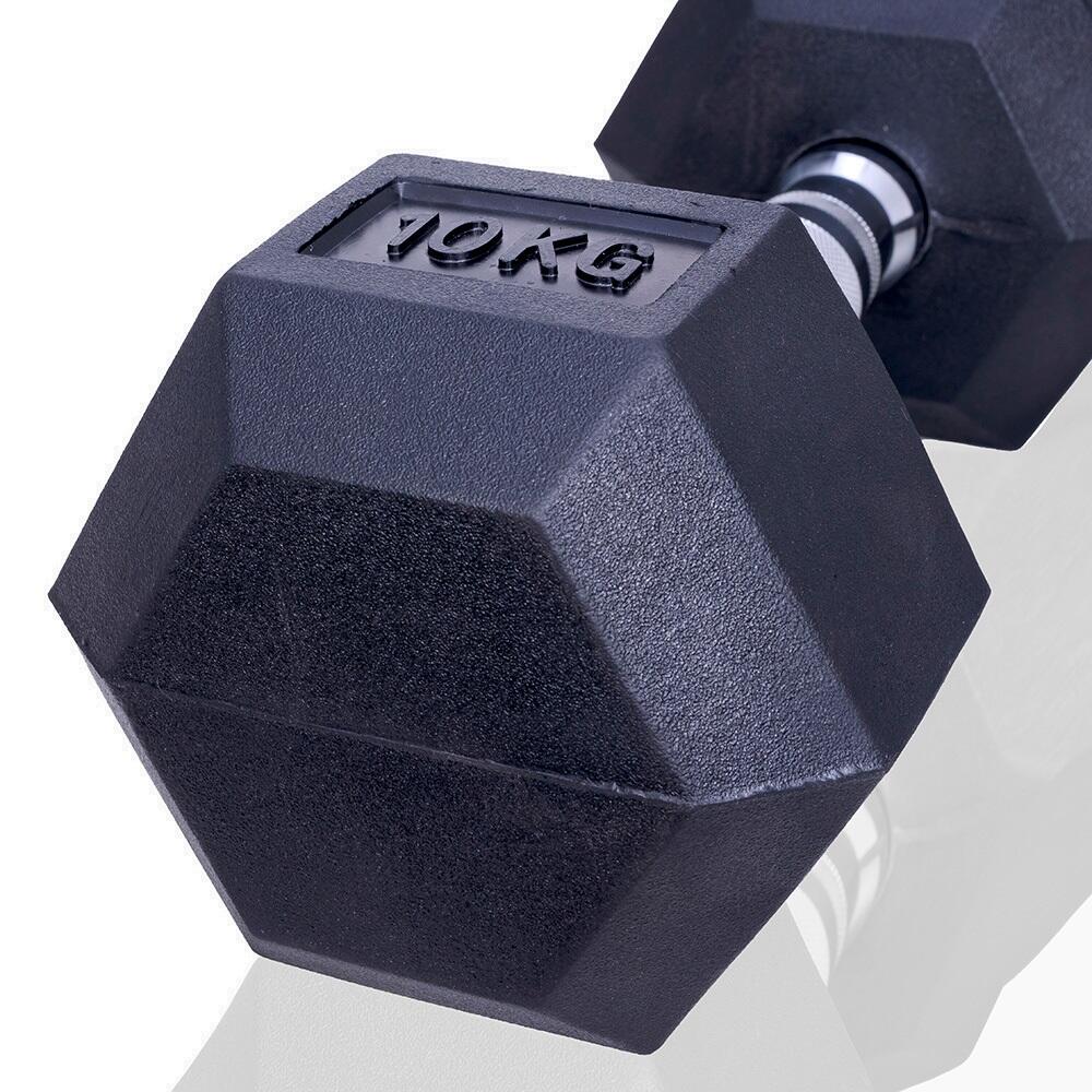 Hantel 10 kg – Sechseck – Schwarz – Gummi – 2er-Set IVOL | Decathlon
