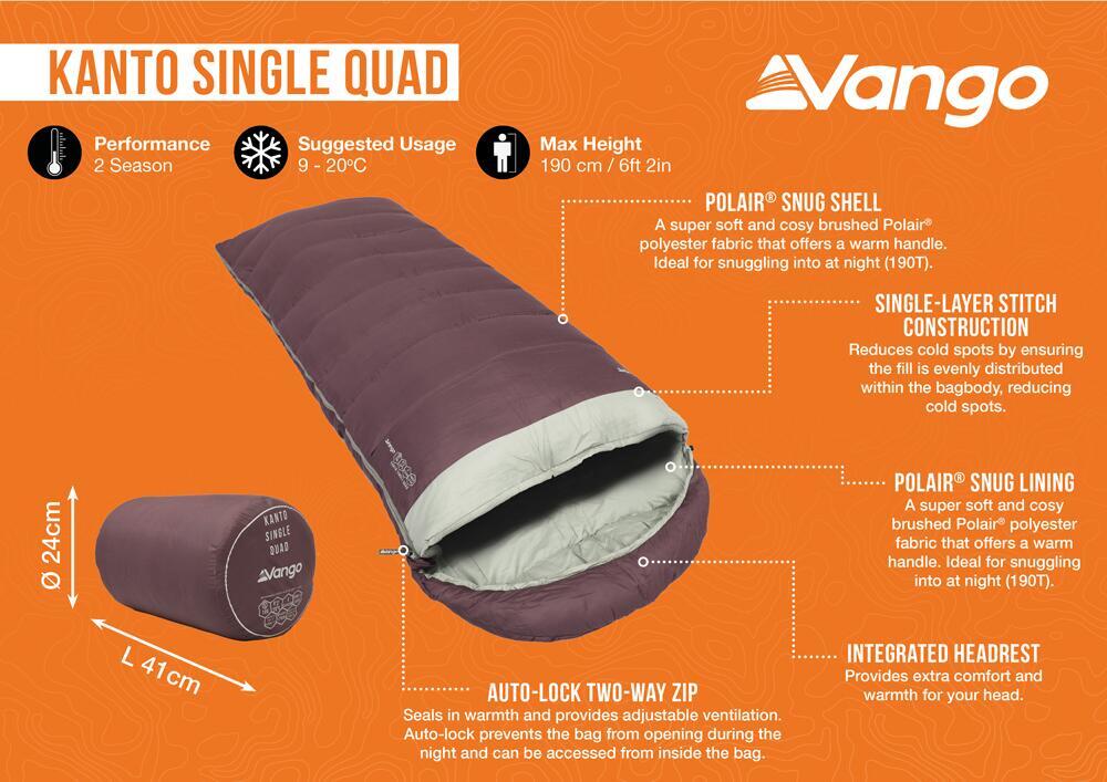 Vango Kanto Quad Single Camping Sleeping Bag - Arctic Dusk VANGO ...