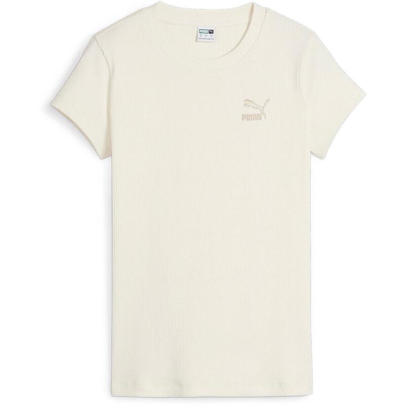 PUMA - Tricou femei Puma Classics Ribbed Slim Tee, Bej | Decathlon