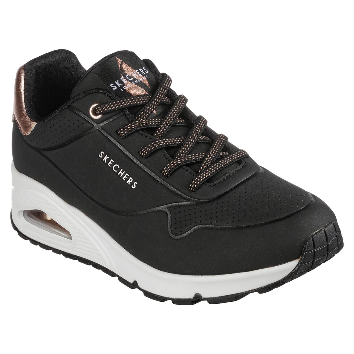 Womens Ladies Uno Shimmer Away Trainers Black SKECHERS Decathlon