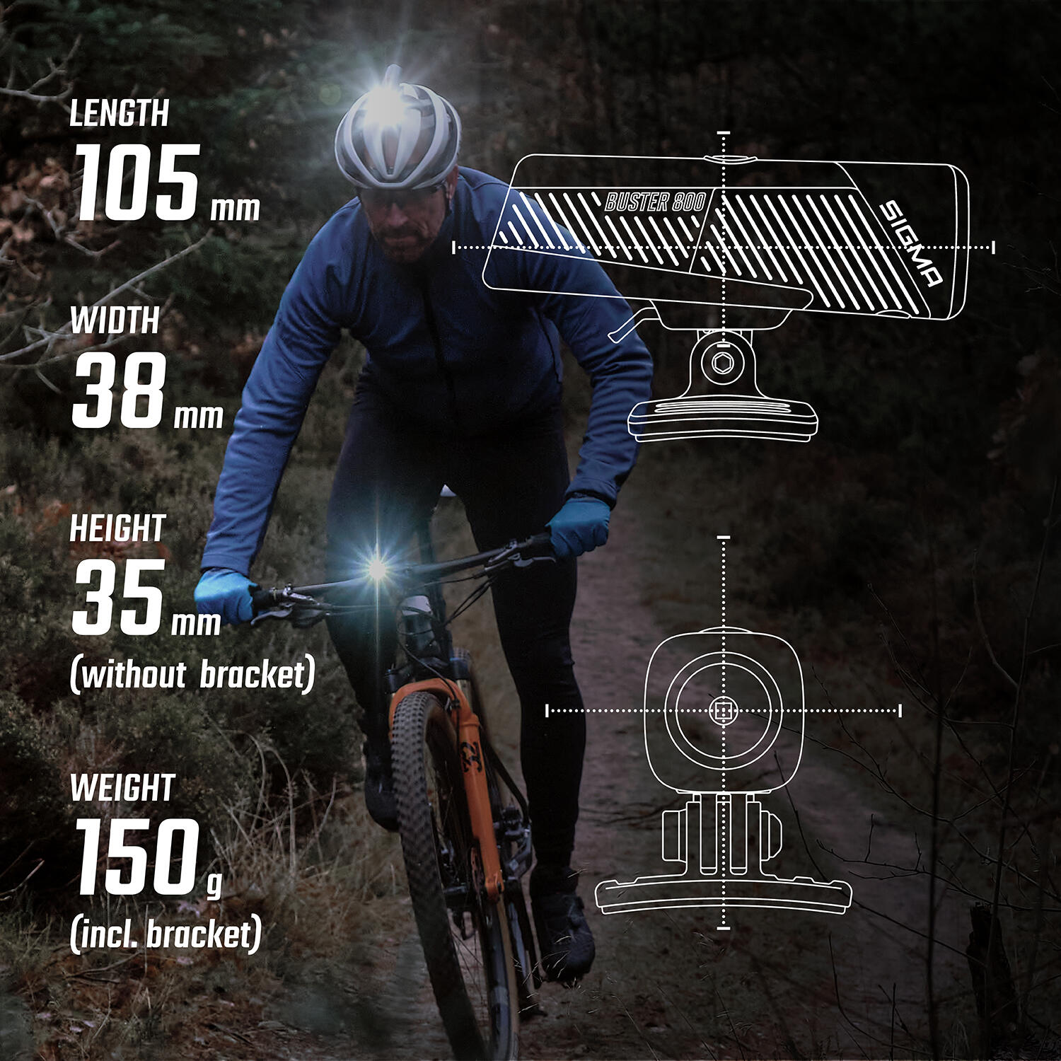 Sigma Buster 800L Headlight with helmet mount SIGMA | Decathlon