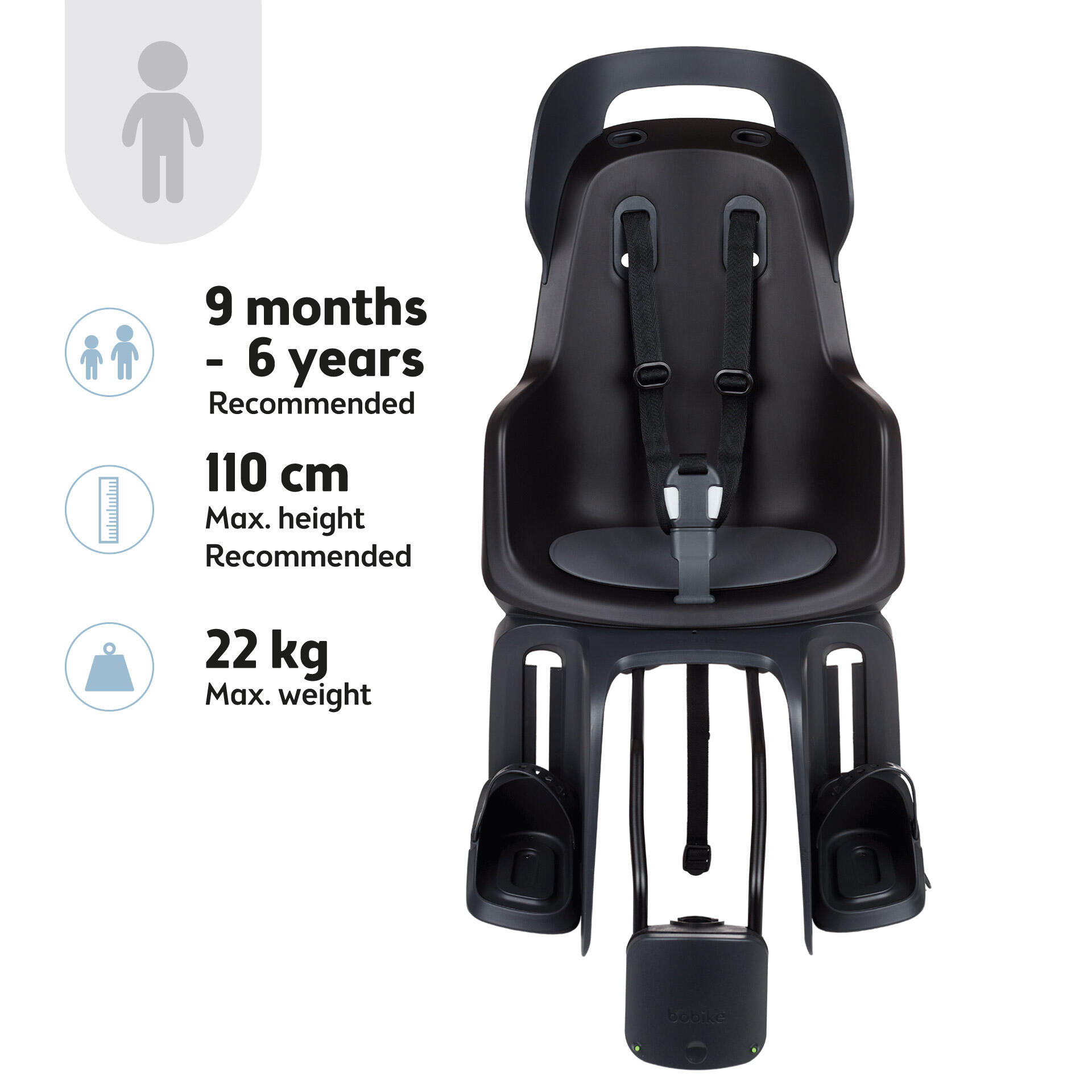 Siège arrière pour vélo GO à monter sur le cadre Noir BOBIKE | Decathlon