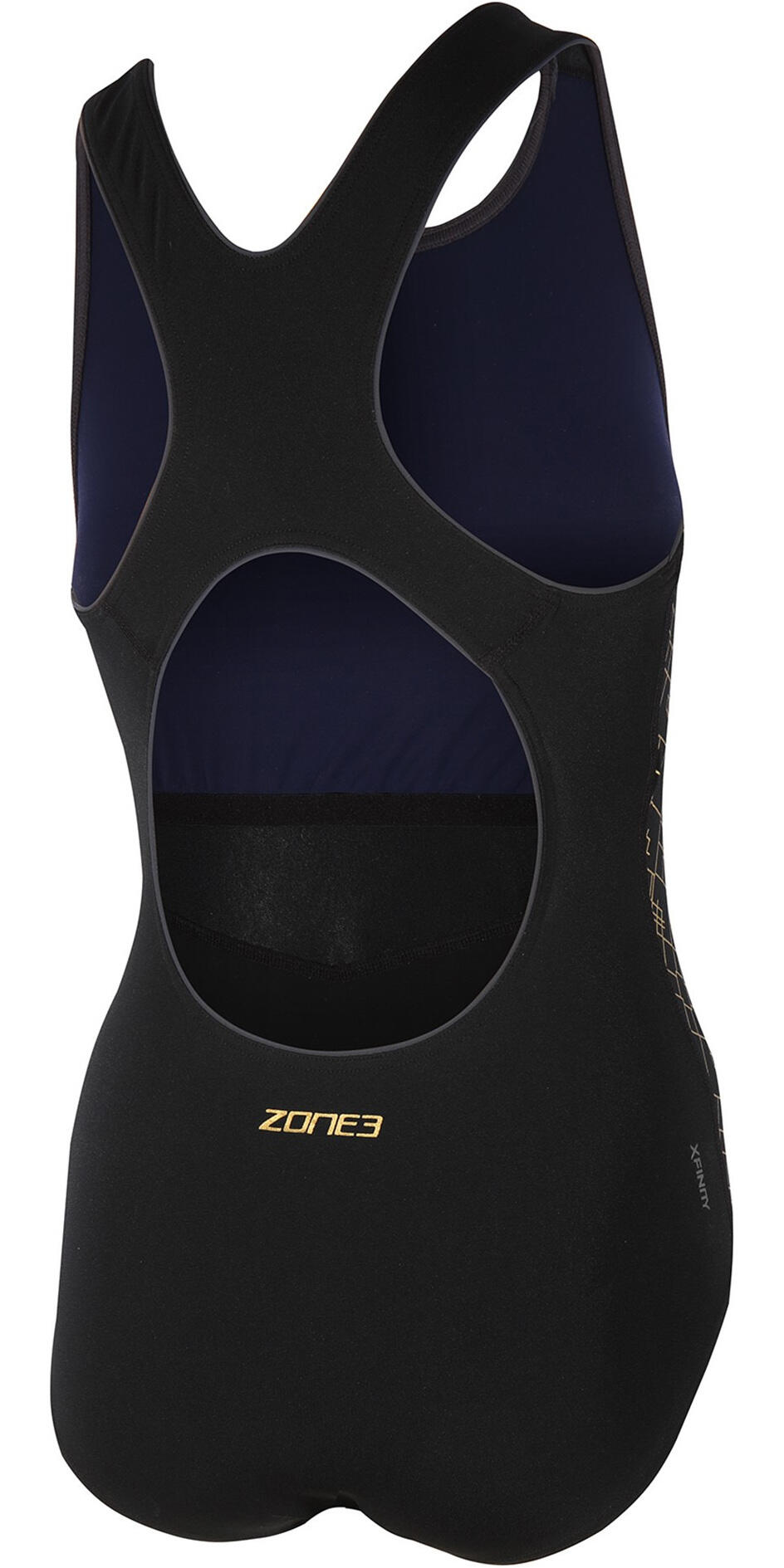 2024 Iconic Classic Swim Costume - Black / Grey / Gold | Decathlon