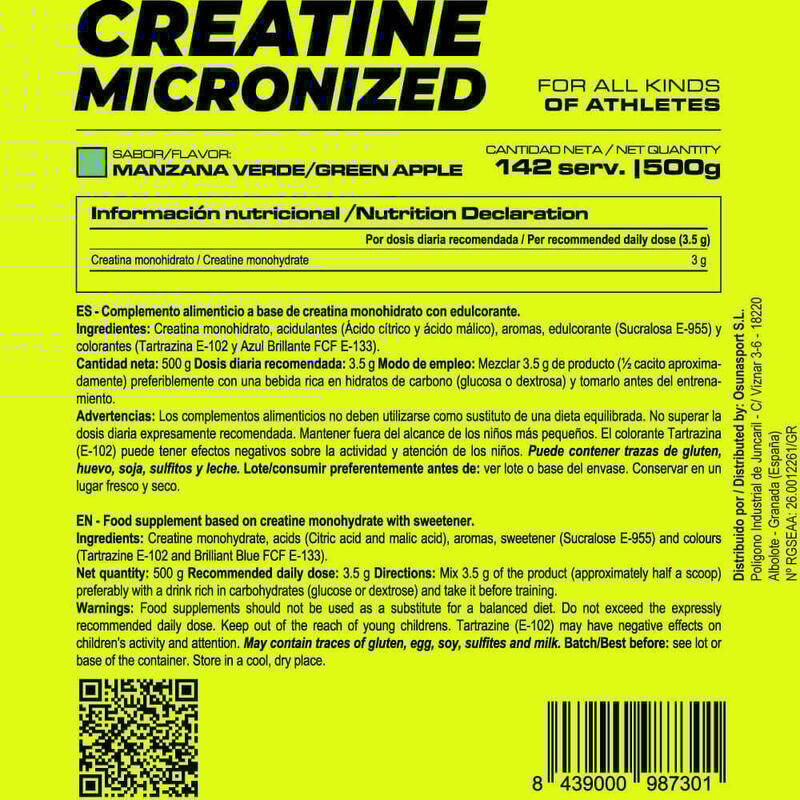 Creatine micronized 200 Mesh - 500g Fraise acide de MM Supplements ...