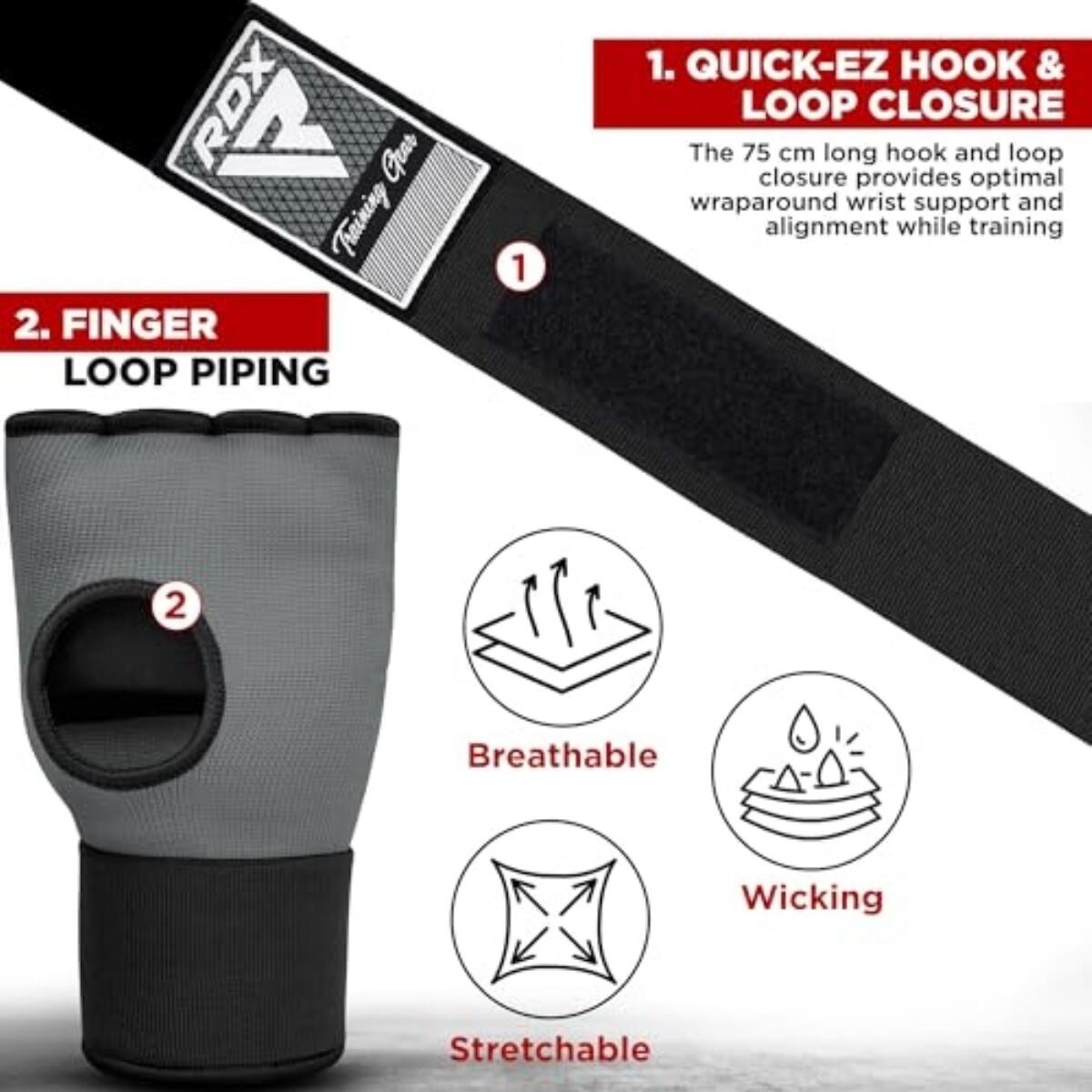 RDX IS Gel Padded Inner Gloves Hook & Loop Wrist Strap for Knuckle ...