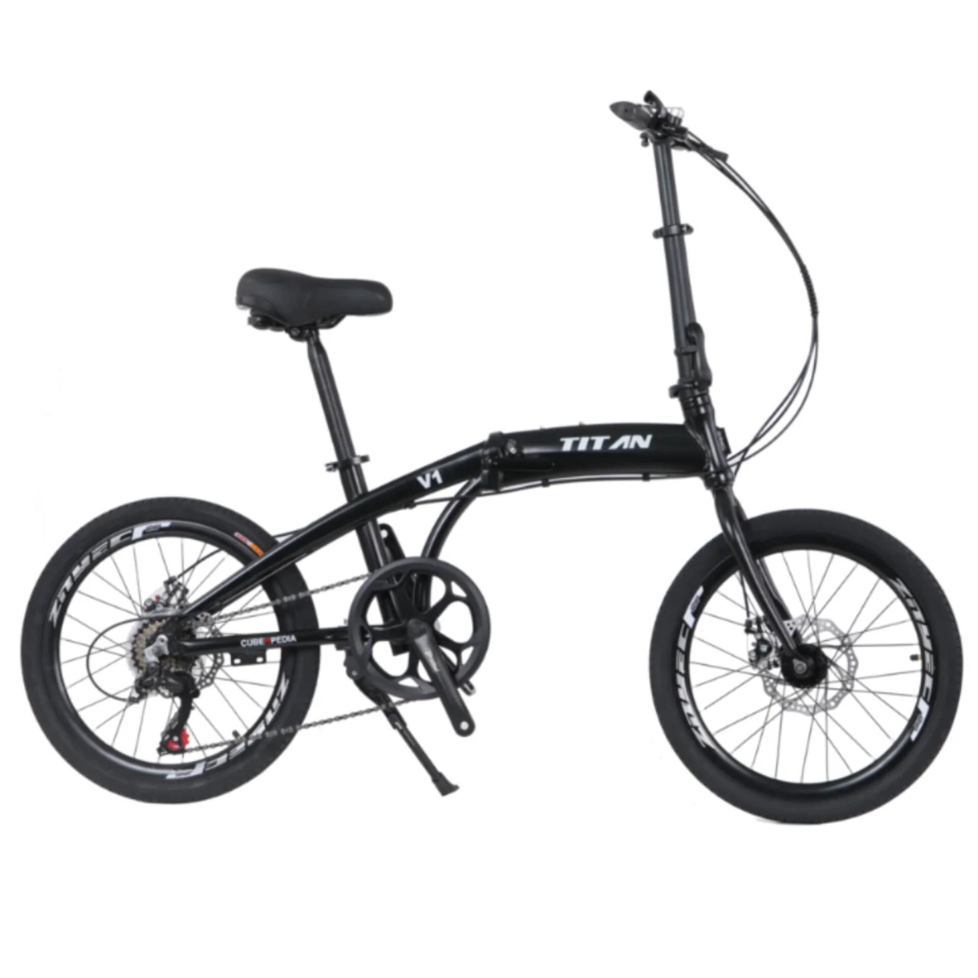 Folding Bicycle Shimano 7 Speed TITAN V1 Black 2024 Edition