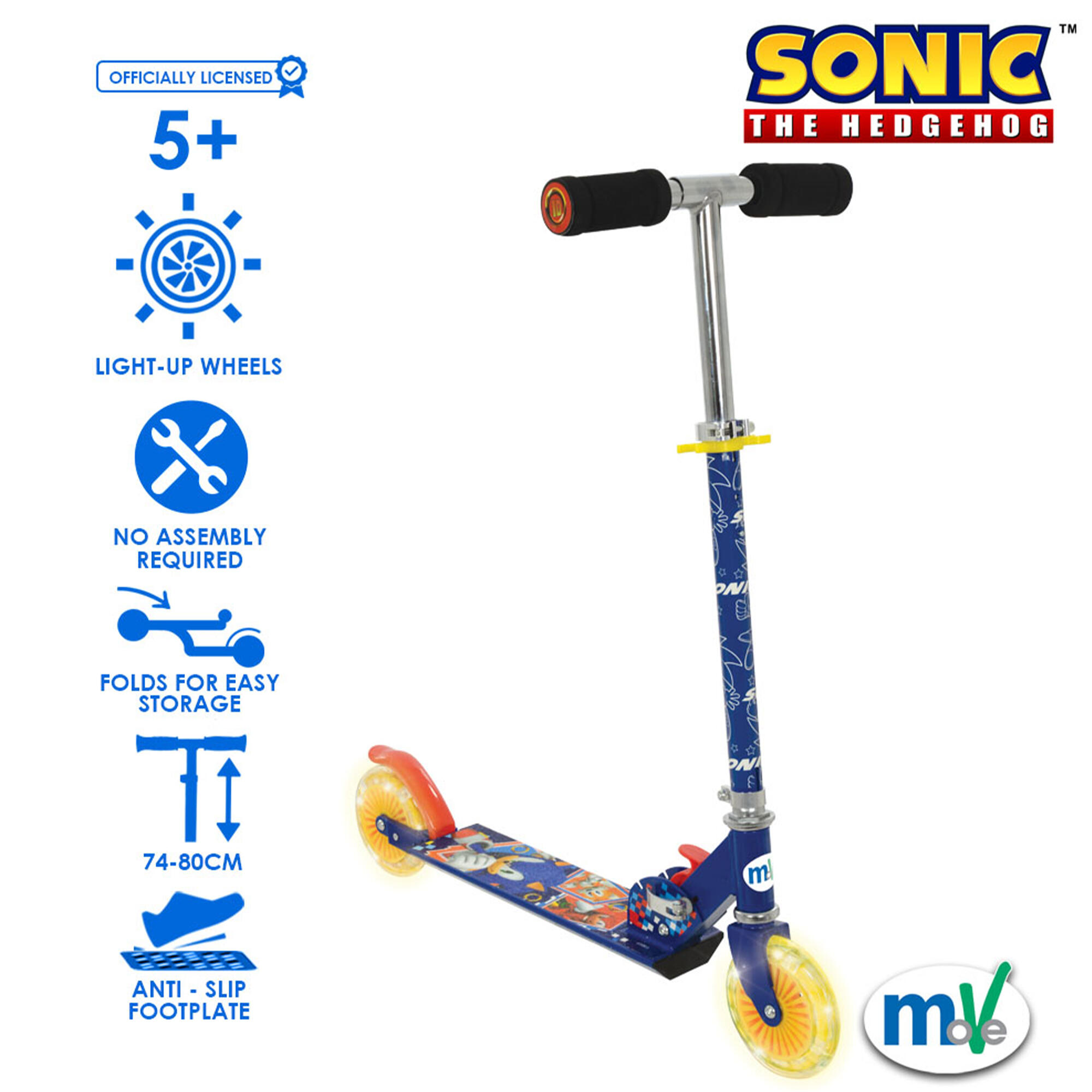 MoVe Sonic Folding Inline Scooter with Light Up Wheels SONIC THE ...