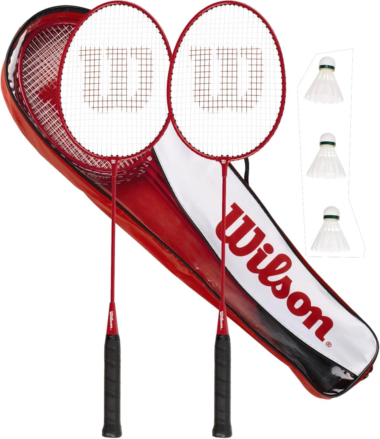 Wilson Tour Adult Twin Badminton Racket, Shuttlecocks & Carry Case ...