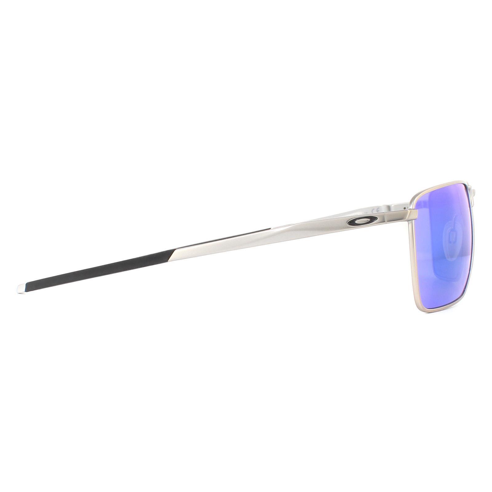 Oakley Rectangle Mens Satin Chrome Prizm Sapphire Sunglasses OAKLEY ...