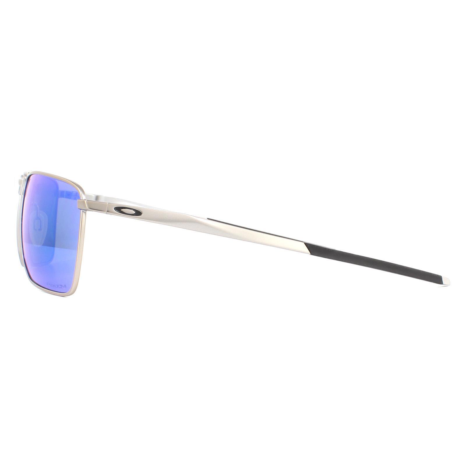 Oakley Rectangle Mens Satin Chrome Prizm Sapphire Sunglasses OAKLEY ...