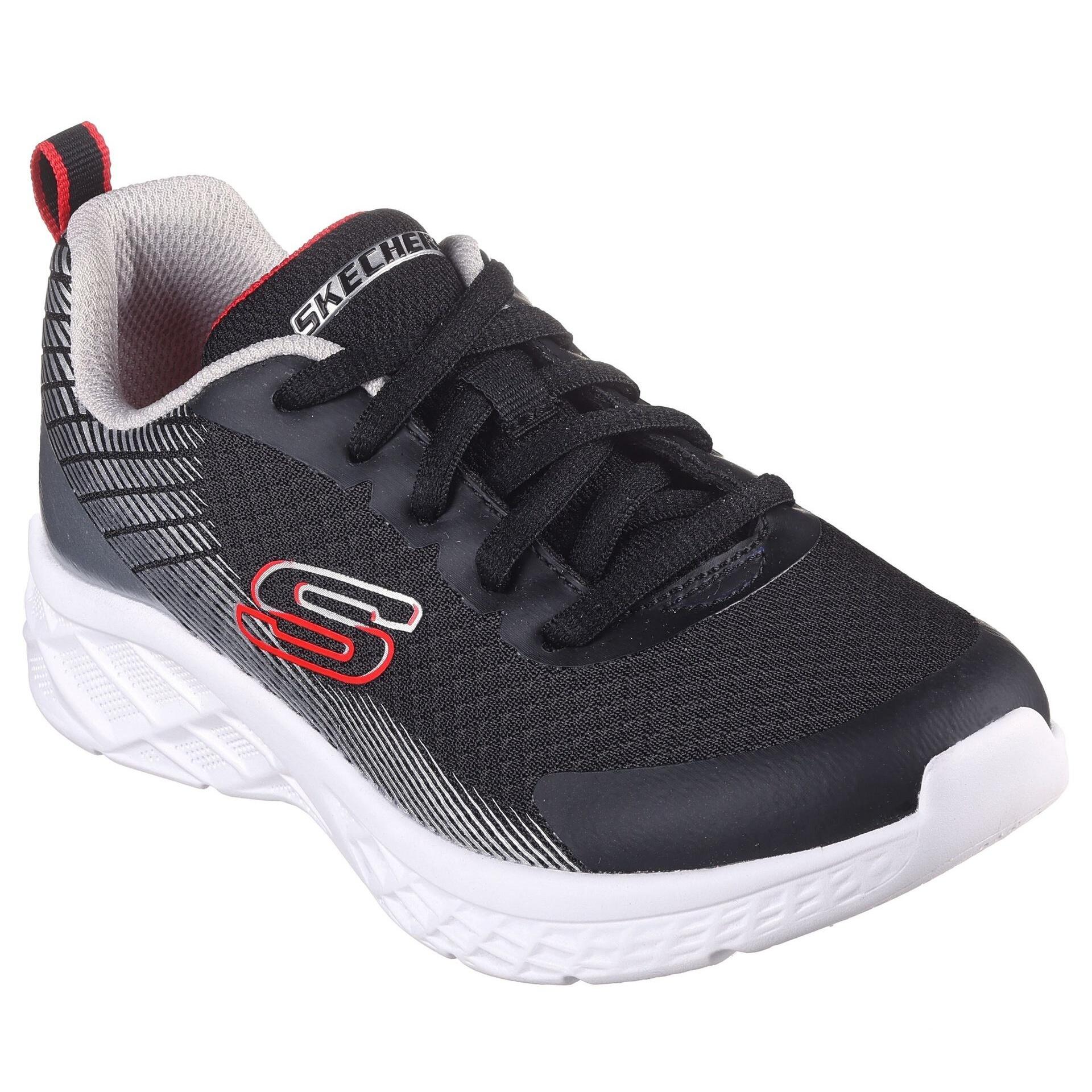 Boys Microspec II Vovrix Trainers Black Silver Red