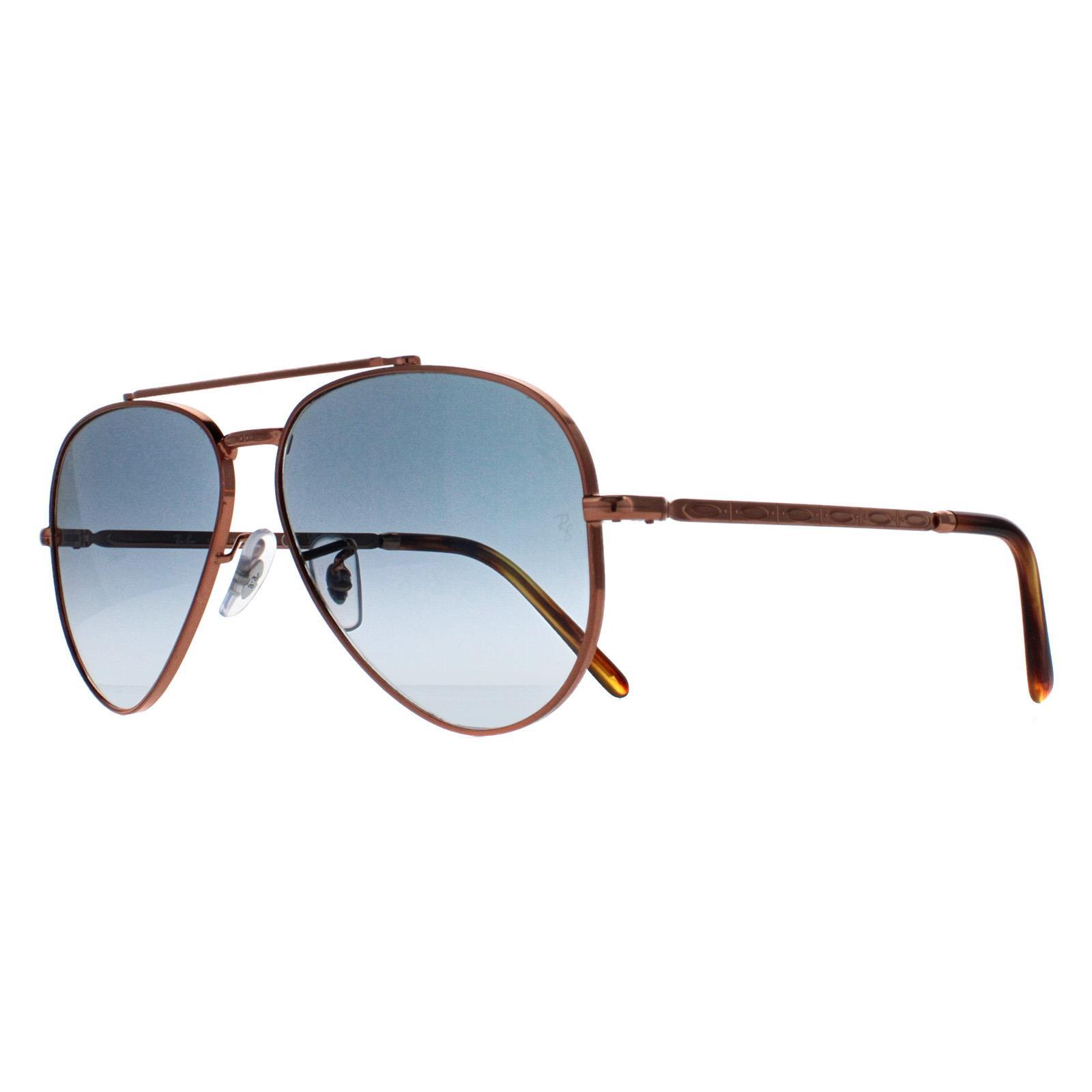 Ray-Ban Aviator Unisex Polished Rose Gold Blue Gradient RB3625 New ...