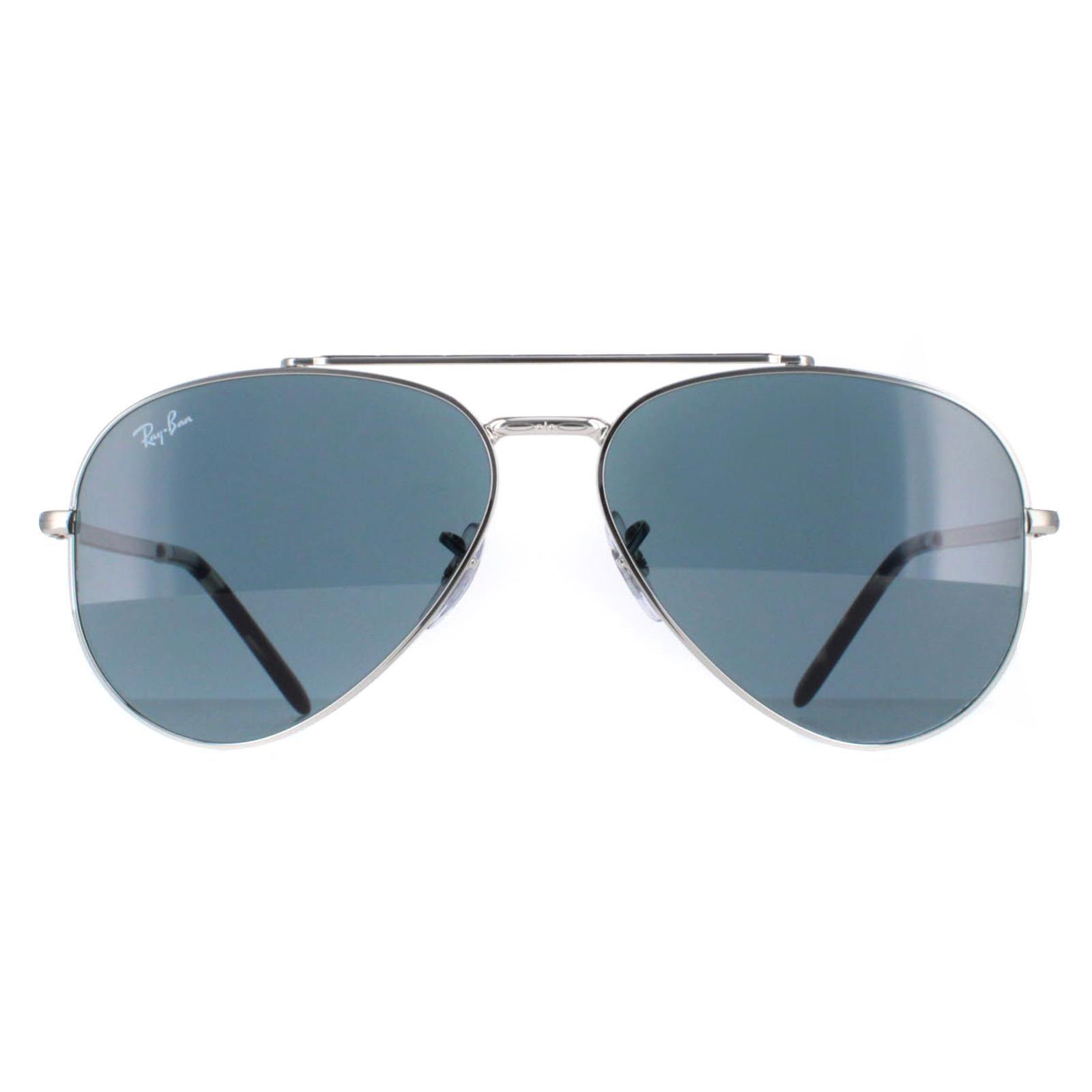 Ray-Ban Aviator Unisex Polished Silver Blue RB3625 New Aviator RAY BAN ...