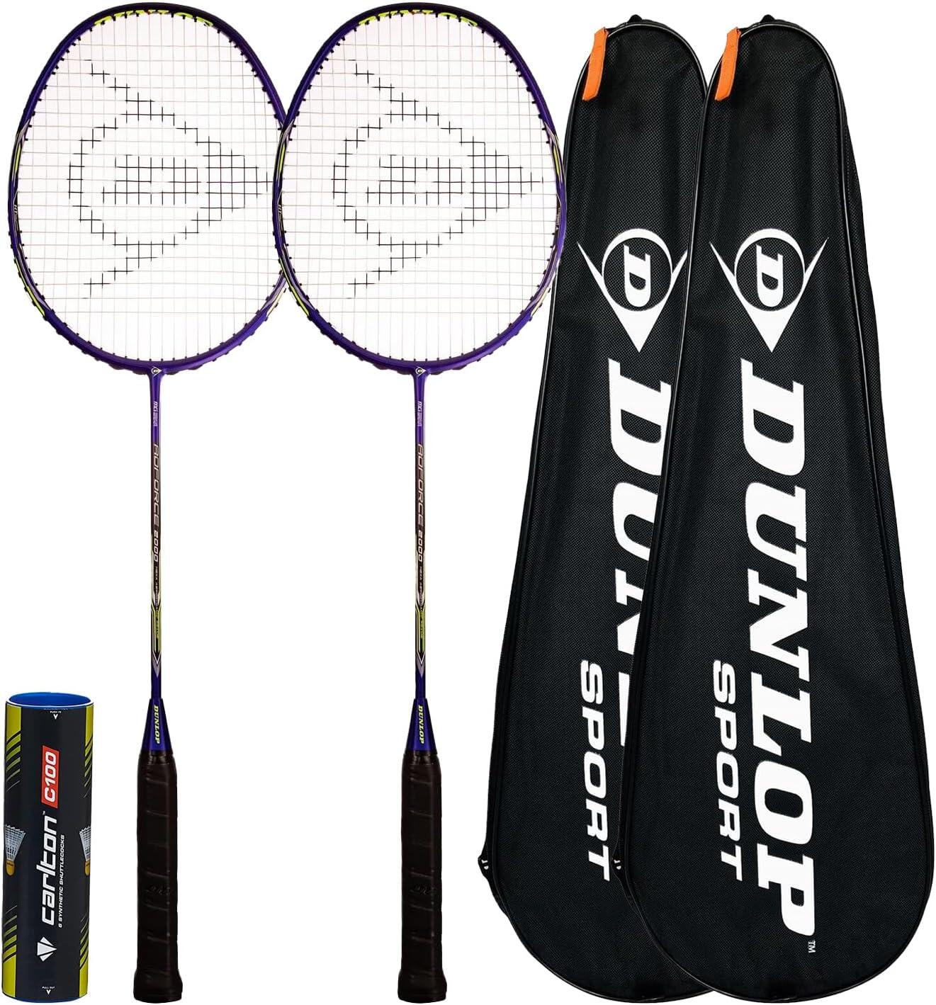 Dunlop Adforce Graphite Badminton Racket Twin Set, Protective Cover ...
