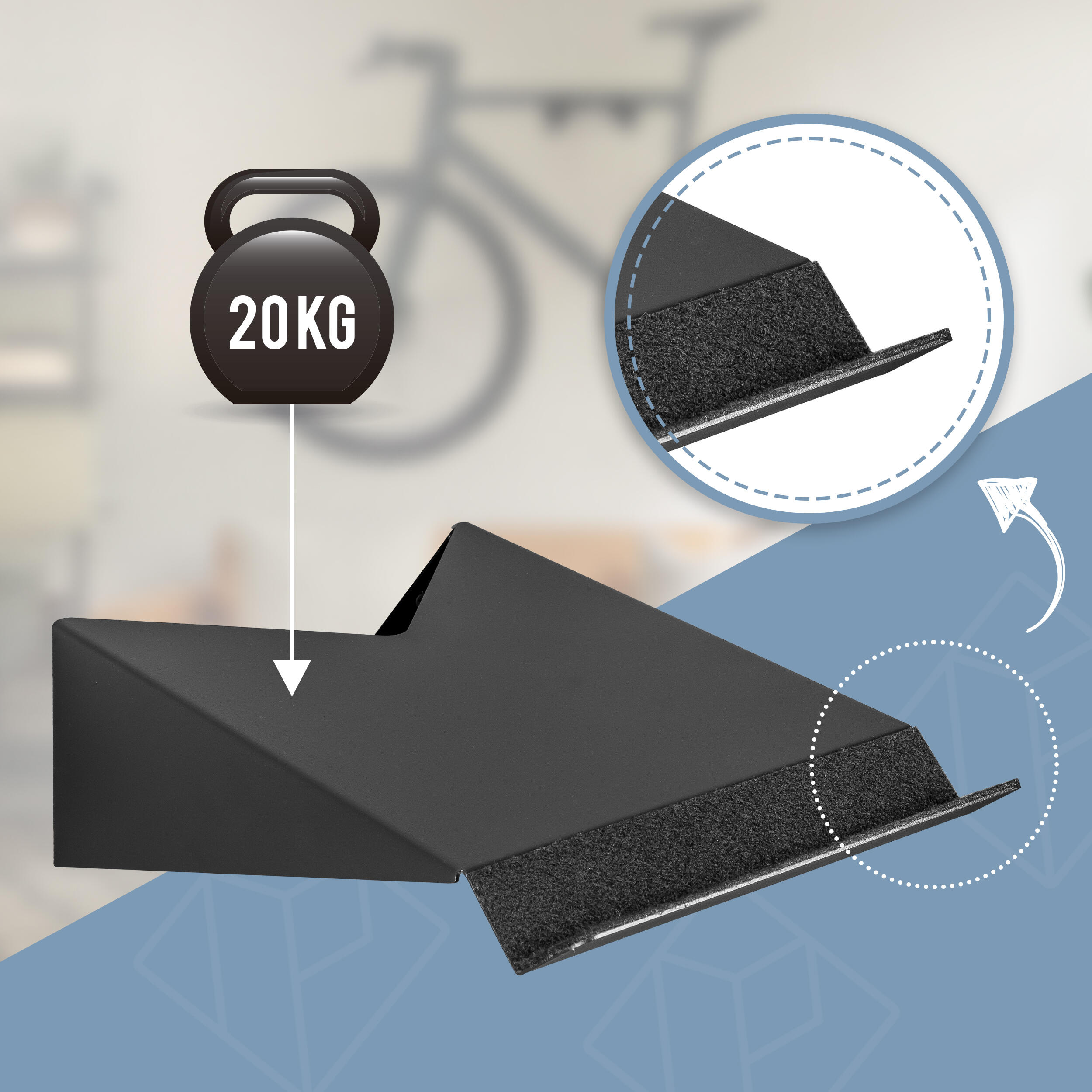 T-RACK Wall Mount Bike Rack Steel Black L, Protective Felt PARAX ...