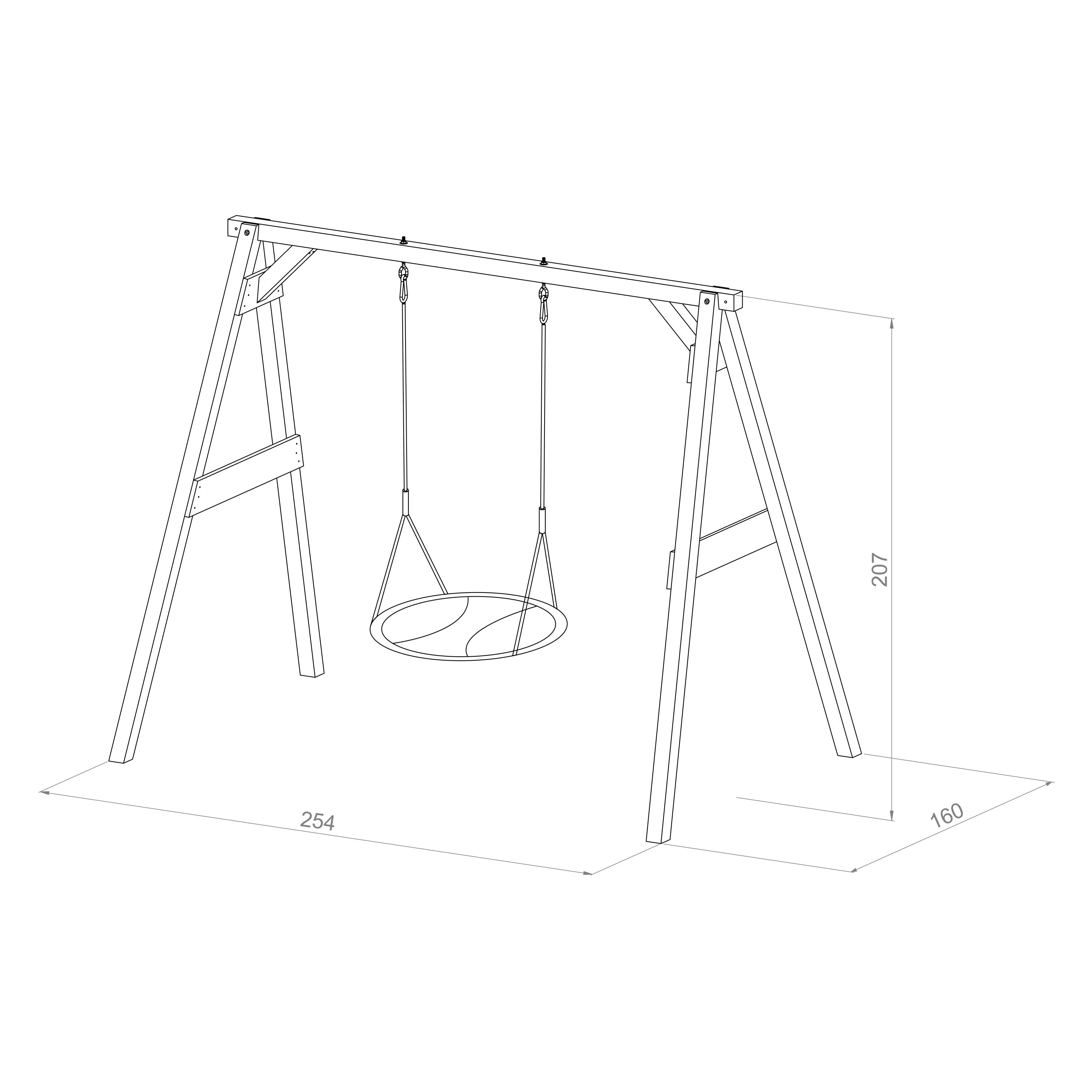 Summer Schommel FSC-Hout - Nestschommel met Frame 100 cm, Wit/Bruin ...