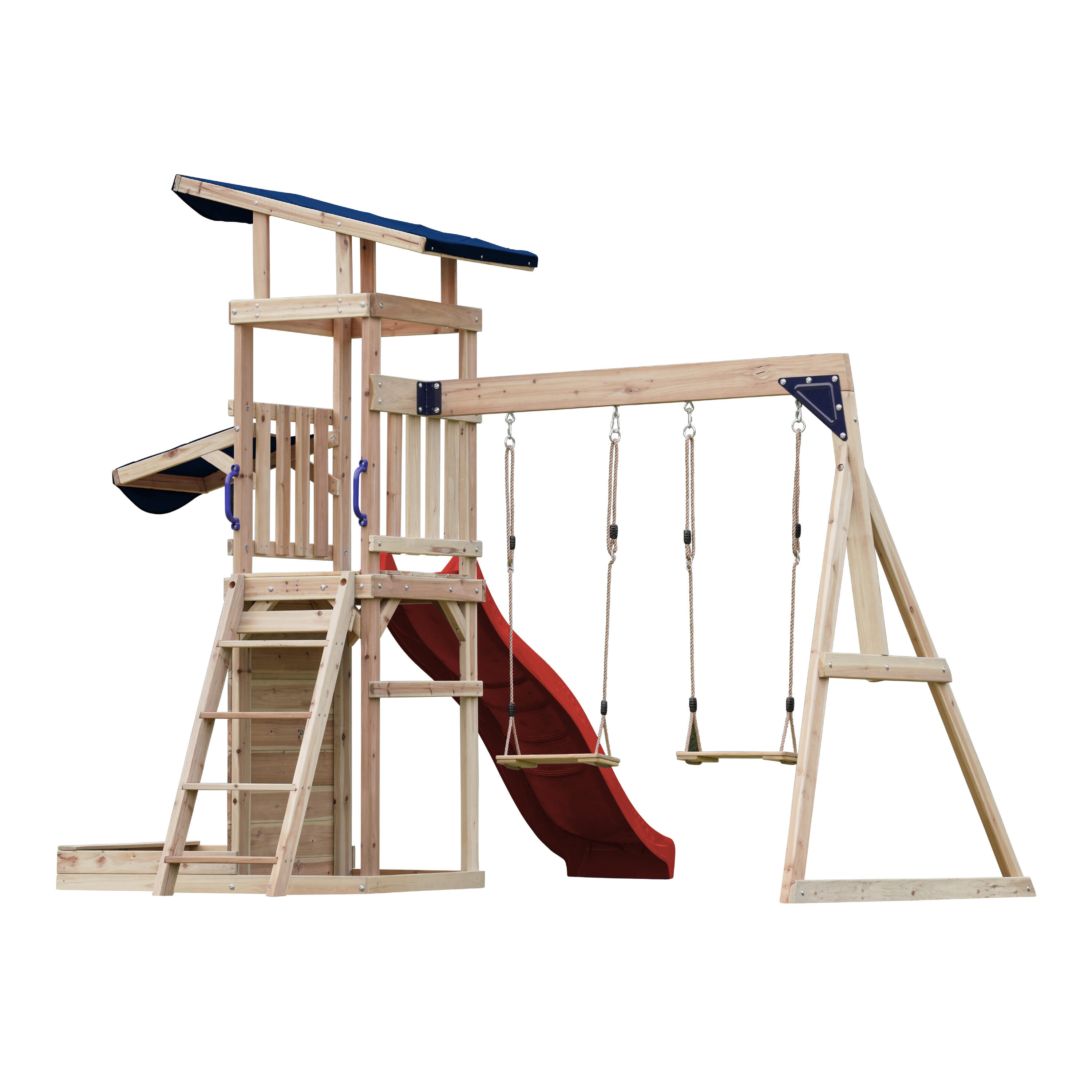 AXI Malik Spielplatz aus Holz mit 2 Schaukeln, Rutsche Rot AXI | Decathlon