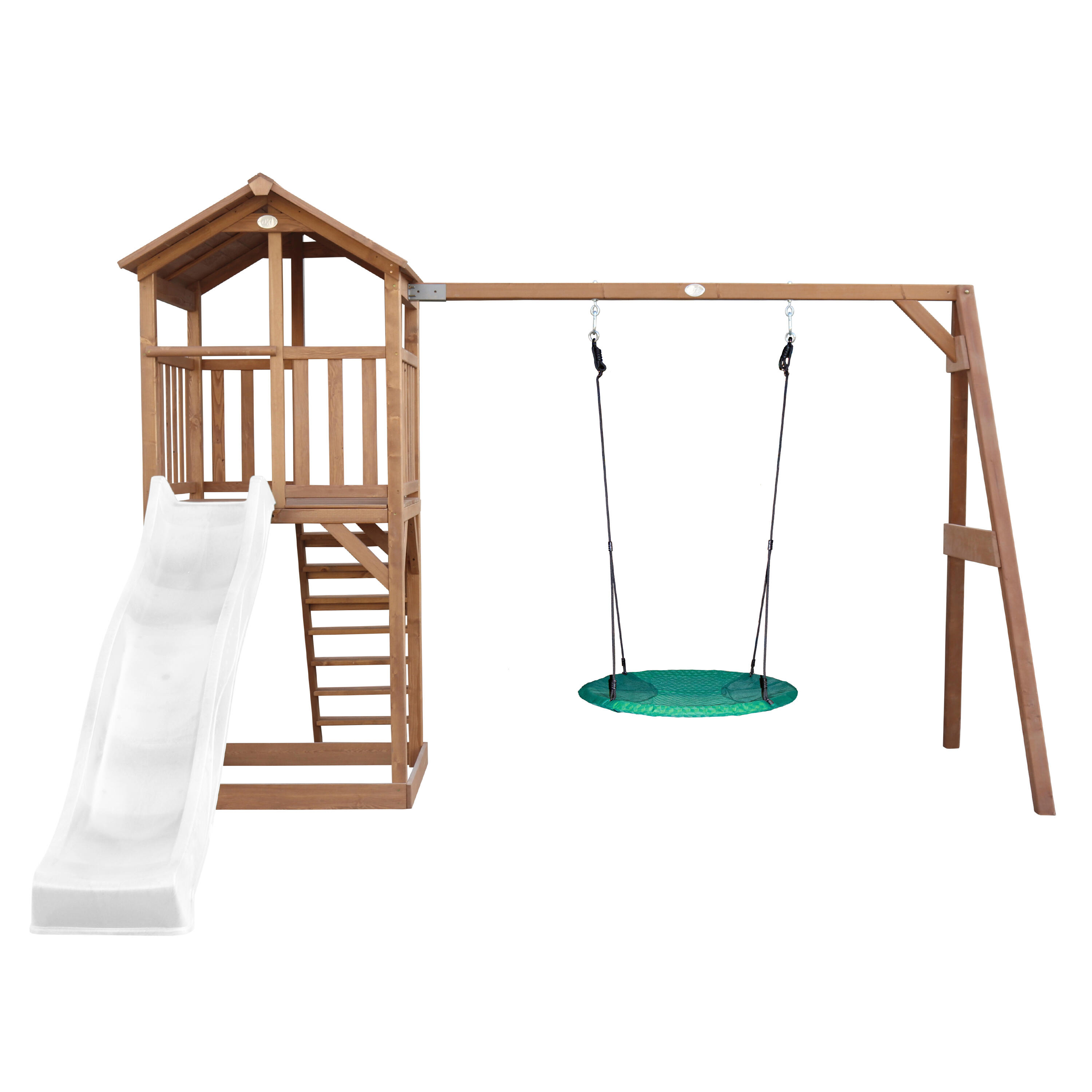 Aire de jeux Beach Tower Marron, Balançoire Nid d'oiseau, Toboggan ...