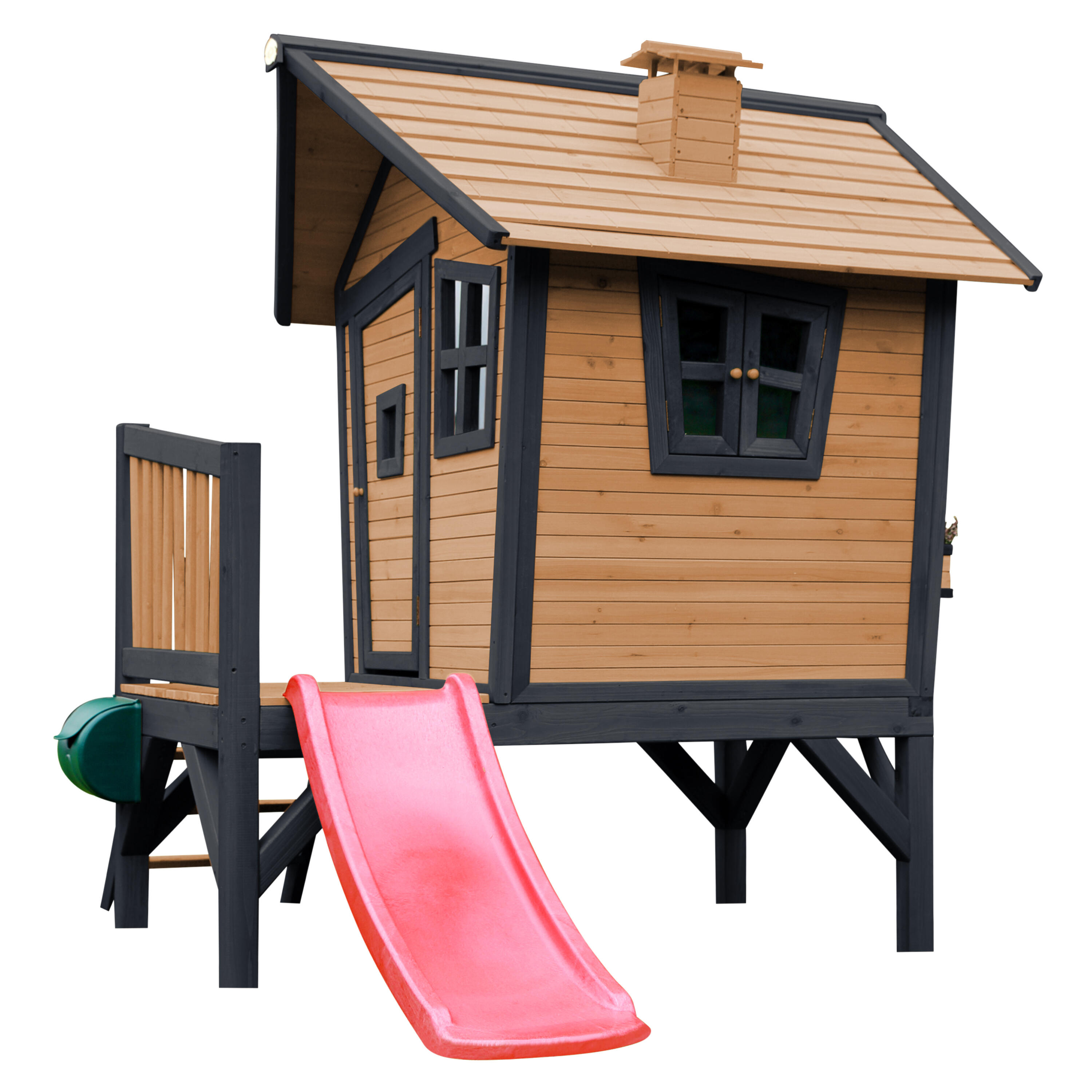 AXI Robin Spielhaus anthrazit & braun mit roter Rutsche, FSC-Holz AXI ...