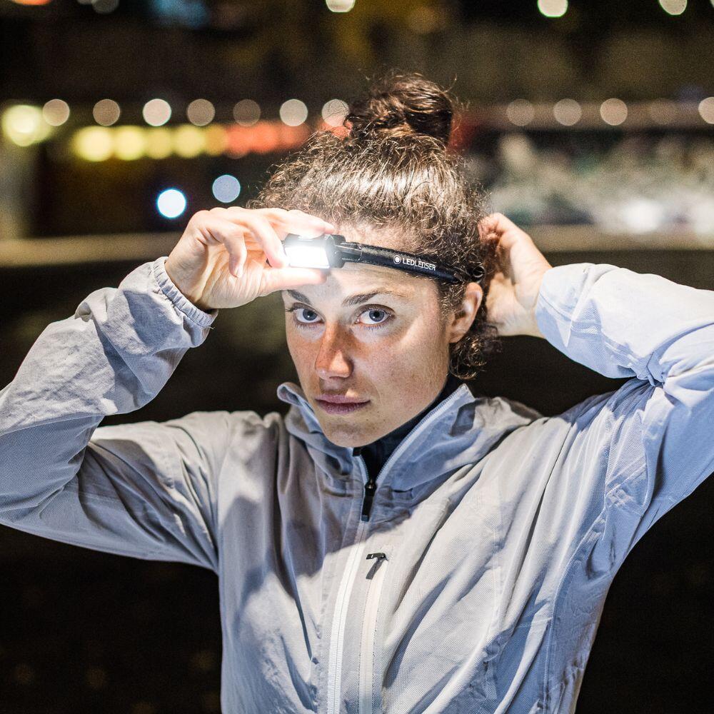 NEO5R Running Head Torch Rechargeable, 600lm, Inc Red Rear Light (Blue ...