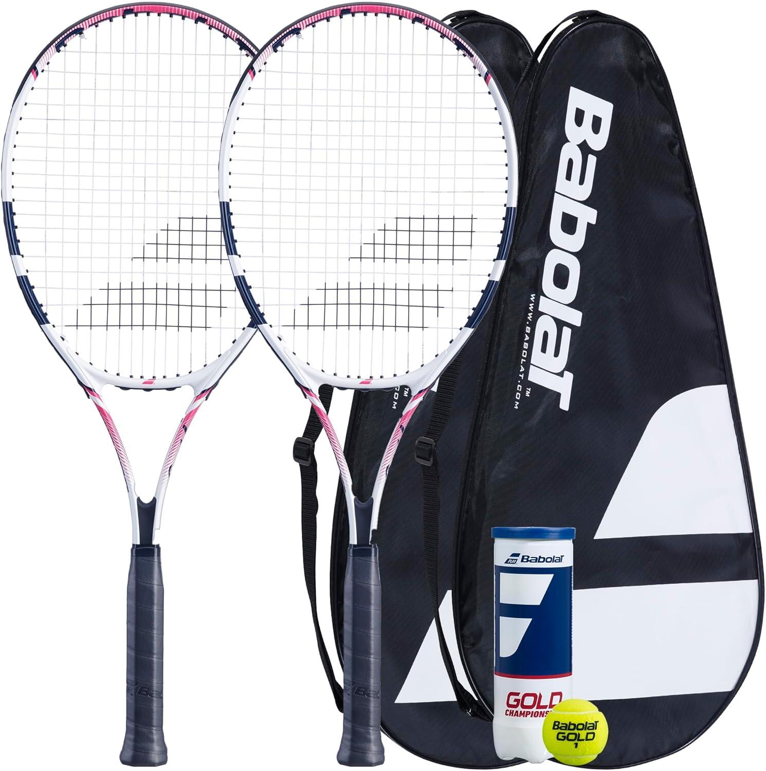 Babolat Feather Adult Tennis Racket Twin Set, Cover & 3 Tennis Balls ...