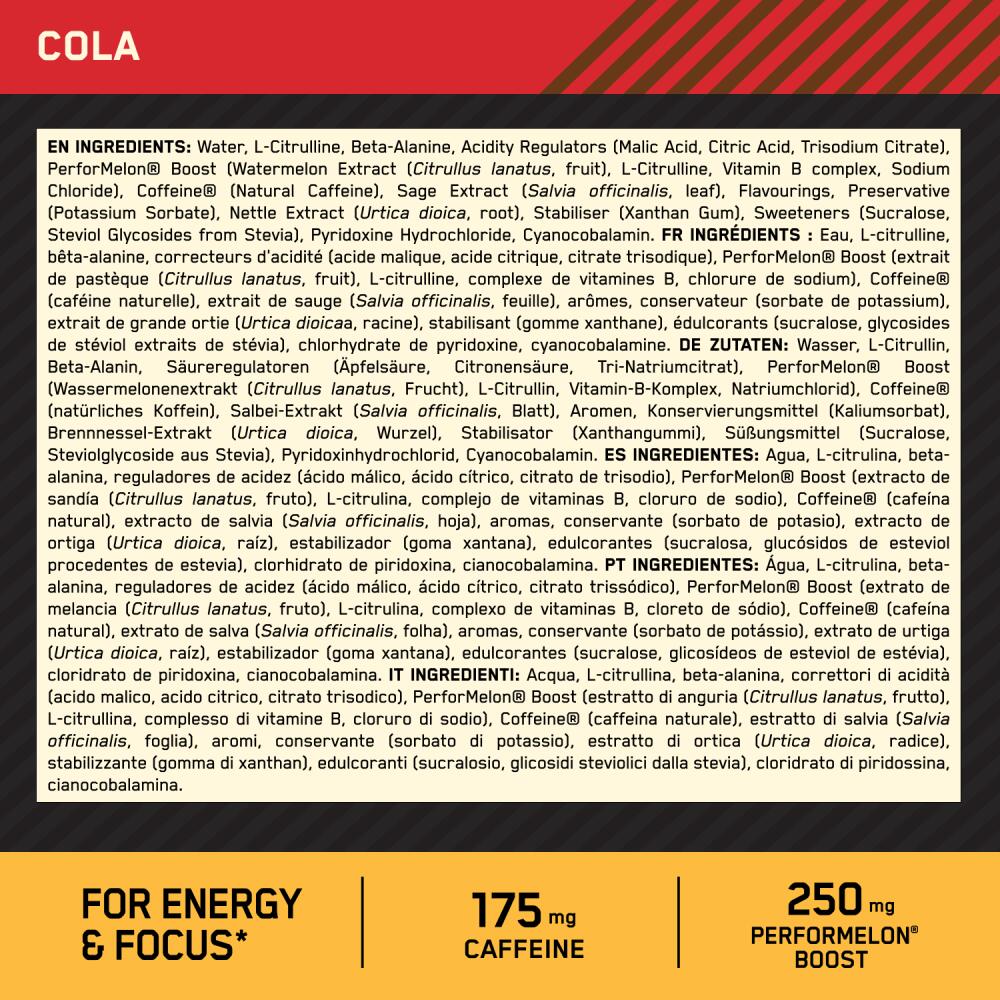 Pre-workout in shot - Gold Standard Pre-Workout Shot - Cola OPTIMUM ...