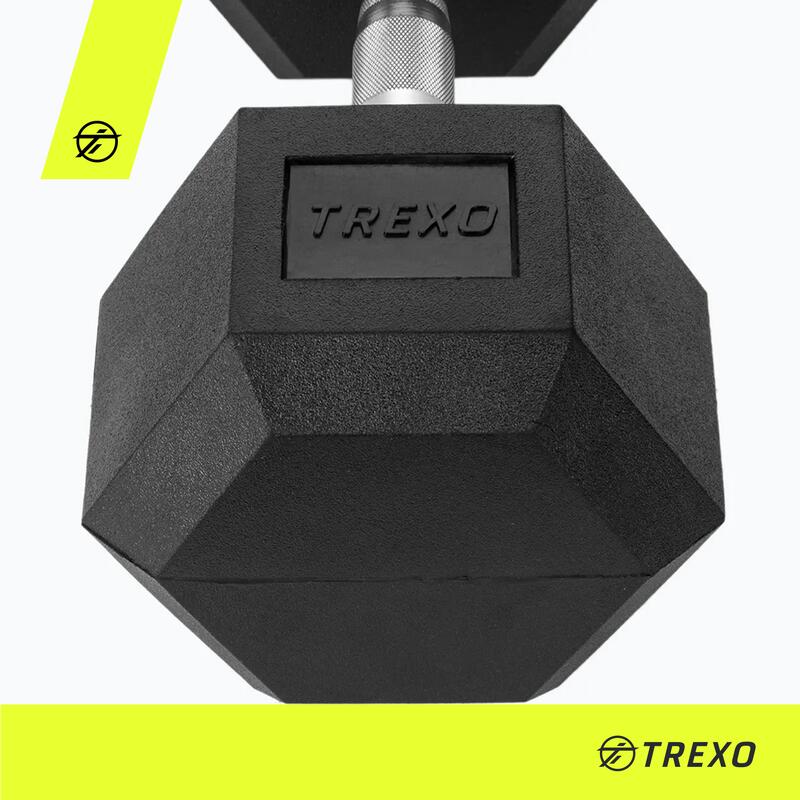 Haltère caoutchouté TREXO Hex 27,5 kg TREXO | Decathlon