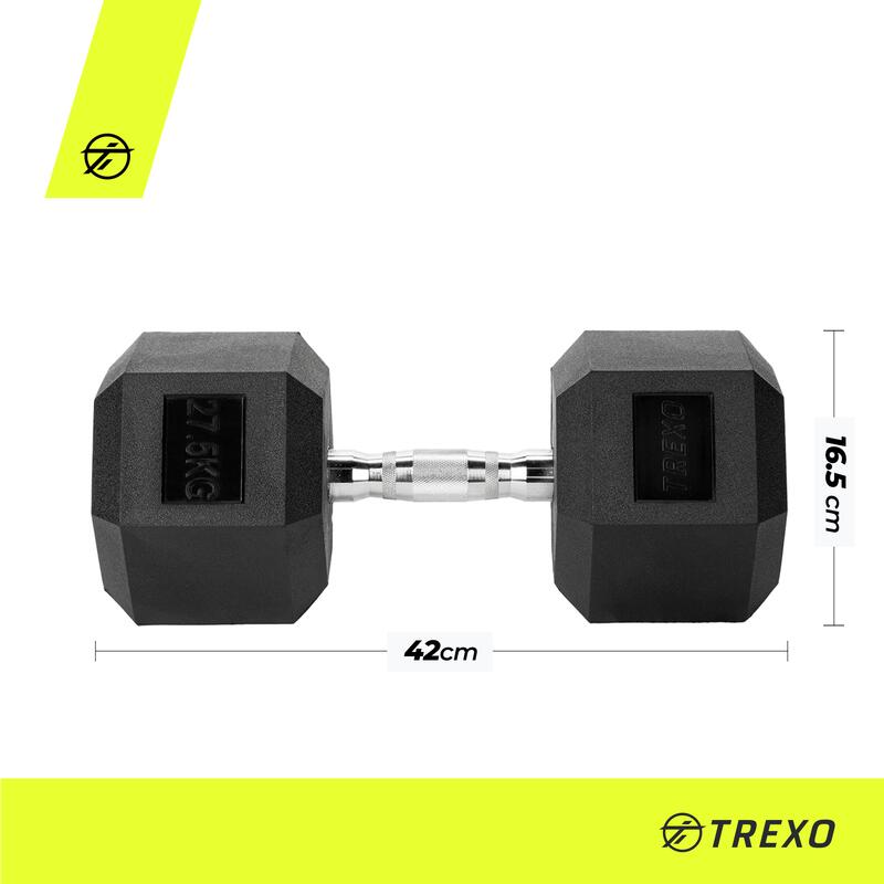 Haltère caoutchouté TREXO Hex 27,5 kg TREXO | Decathlon
