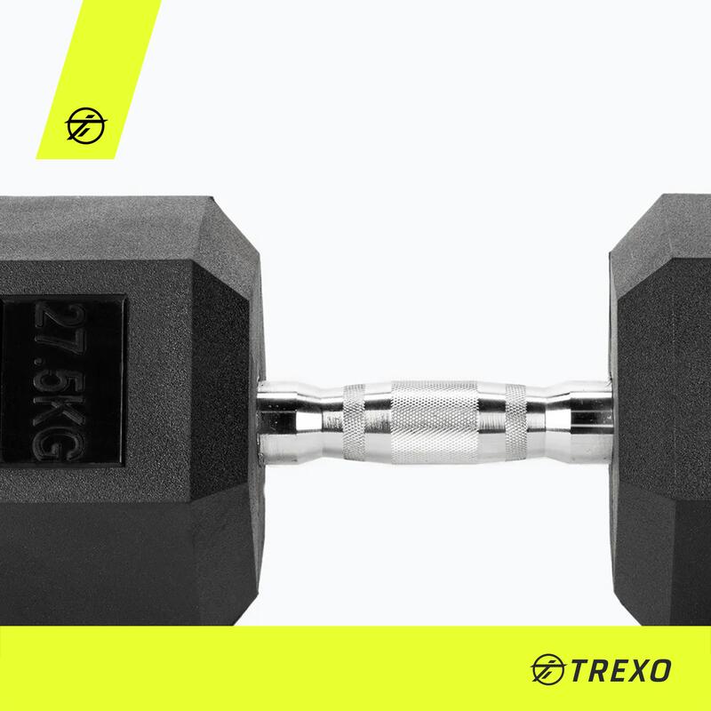 Haltère caoutchouté TREXO Hex 27,5 kg TREXO | Decathlon