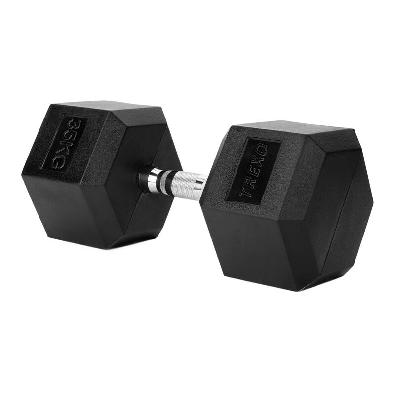 Haltère caoutchouté TREXO Hex 35 kg TREXO | Decathlon