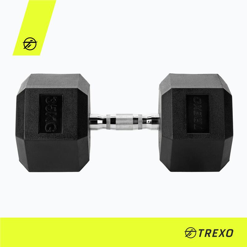 Haltère caoutchouté TREXO Hex 35 kg TREXO | Decathlon