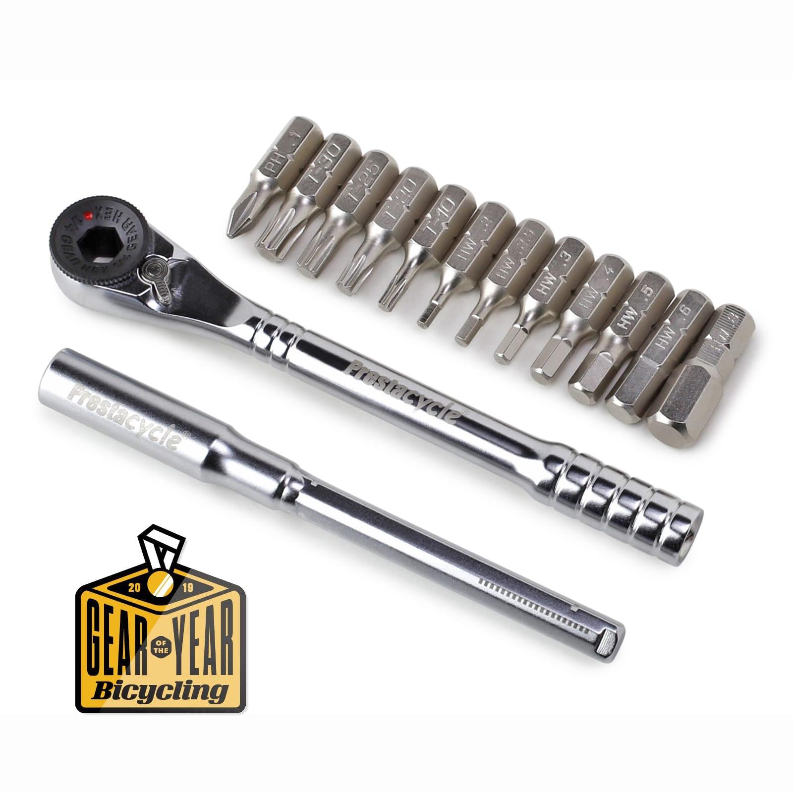 PRESTACYCLE T HANDLE RATCHET DELUXE 3 WAY RATCHET AND T HANDLE TOOL KIT