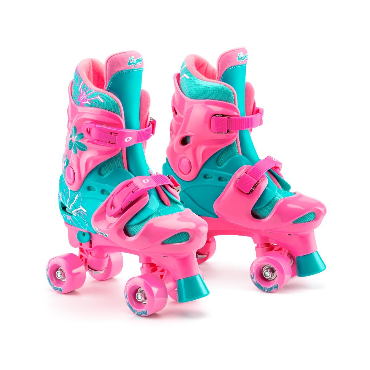 Osprey Kids Adjustable Quad Roller Skates, Flower 4 Wheel Skates ...