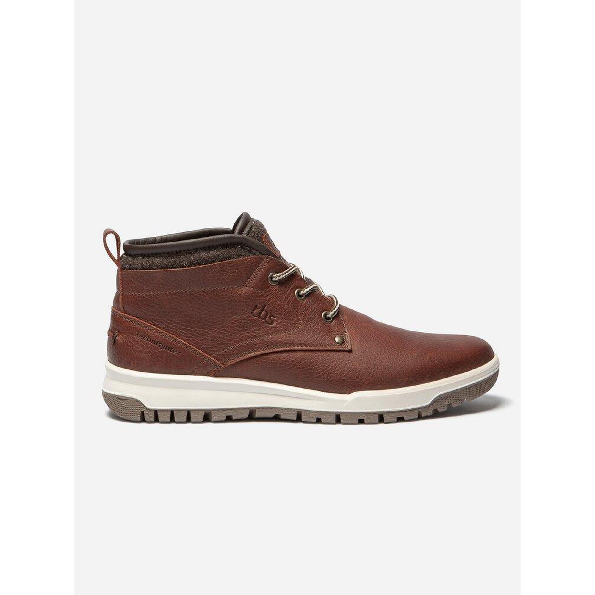 Bottines homme RAVENNE Acajou Cuir/Textile, Talon 40 mm TBS | Decathlon