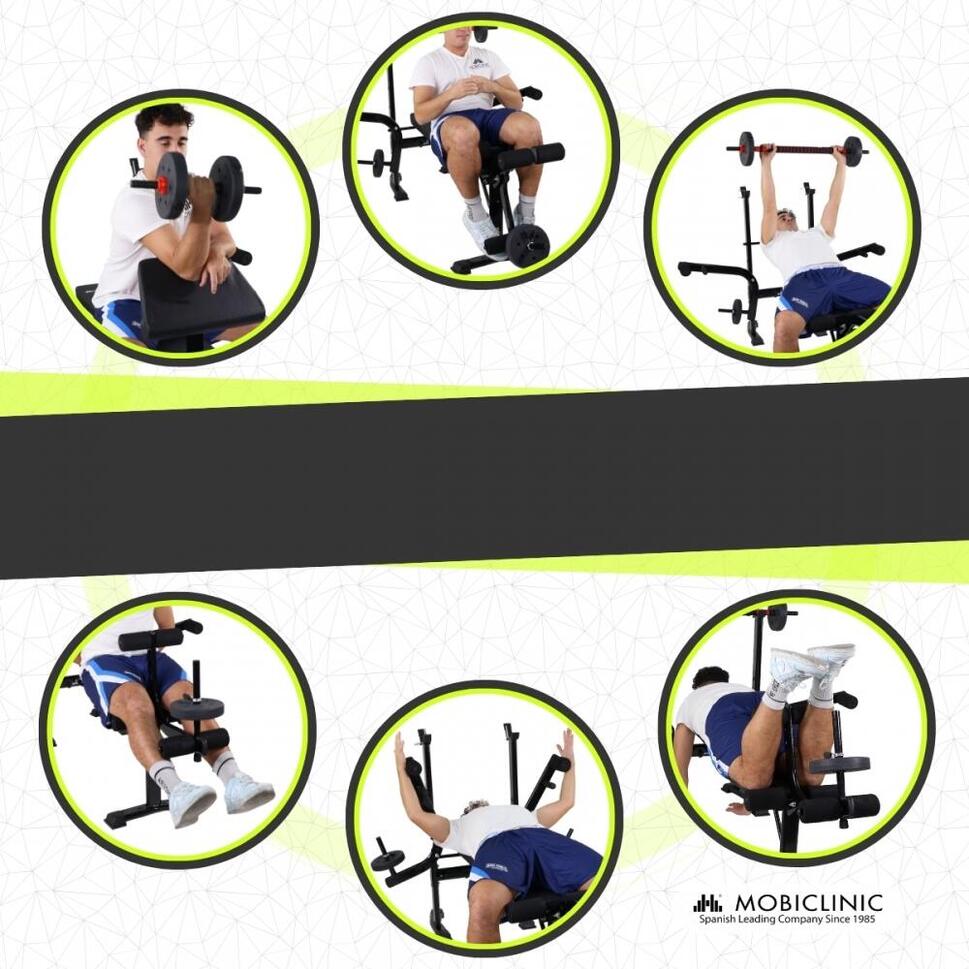 Banc pliant multifonctionnel en acier, réglable, pour barre réglable ...