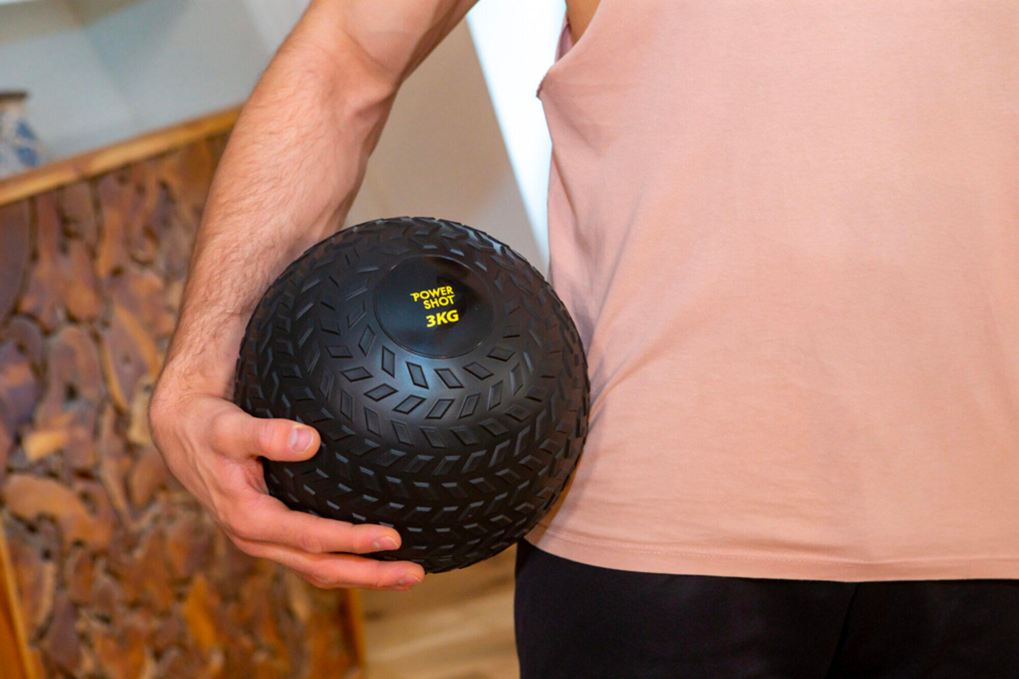 POWERSHOT Medicine Ball 3 kg Non-Slip Rubber Grip POWER SHOT | Decathlon