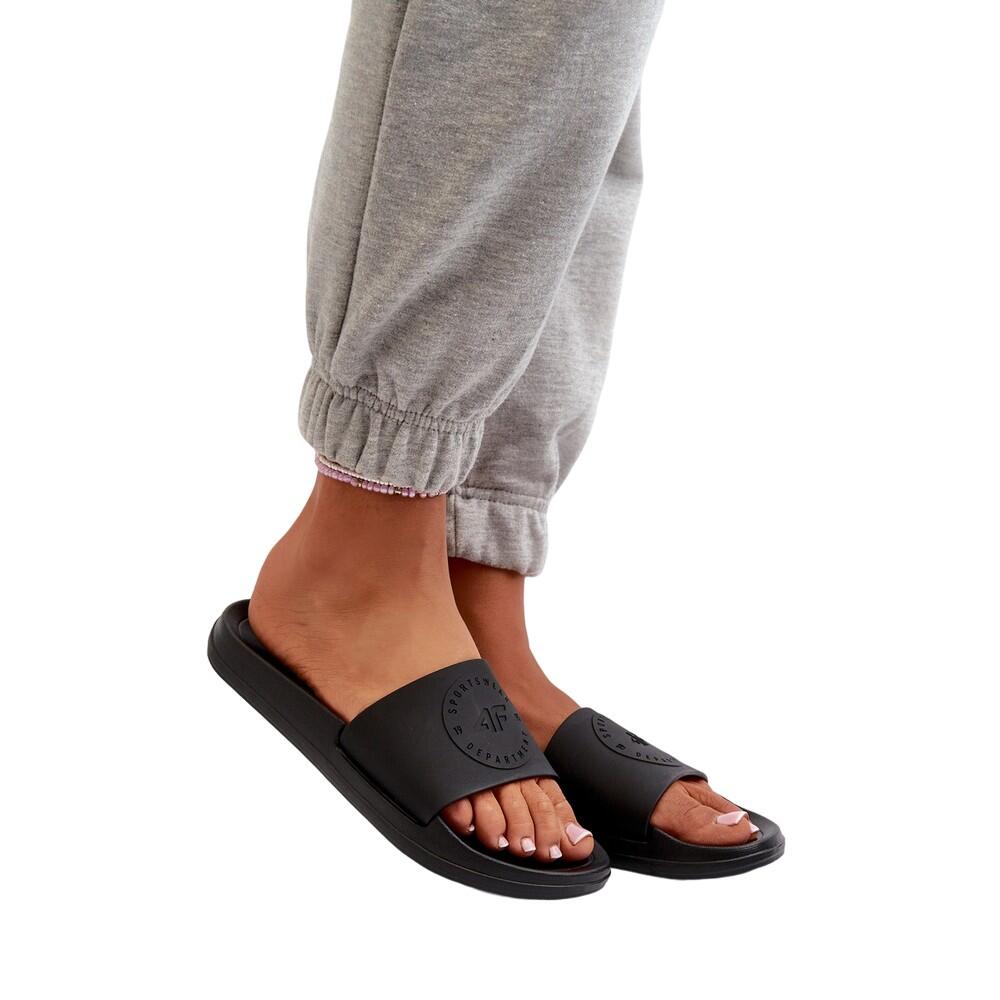 Womens/Ladies Plain Sliders (Deep Black) | Decathlon