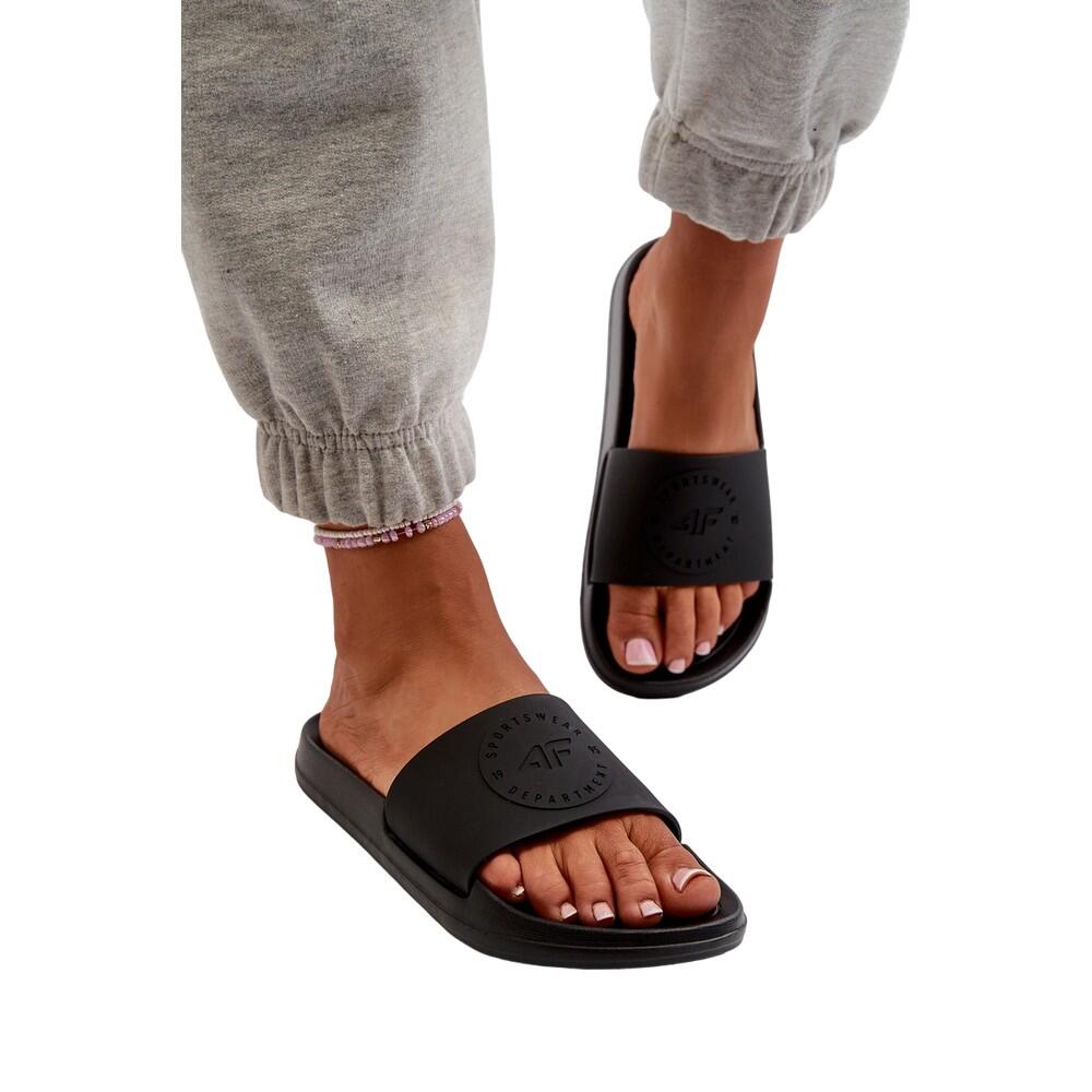 Womens/Ladies Plain Sliders (Deep Black) | Decathlon