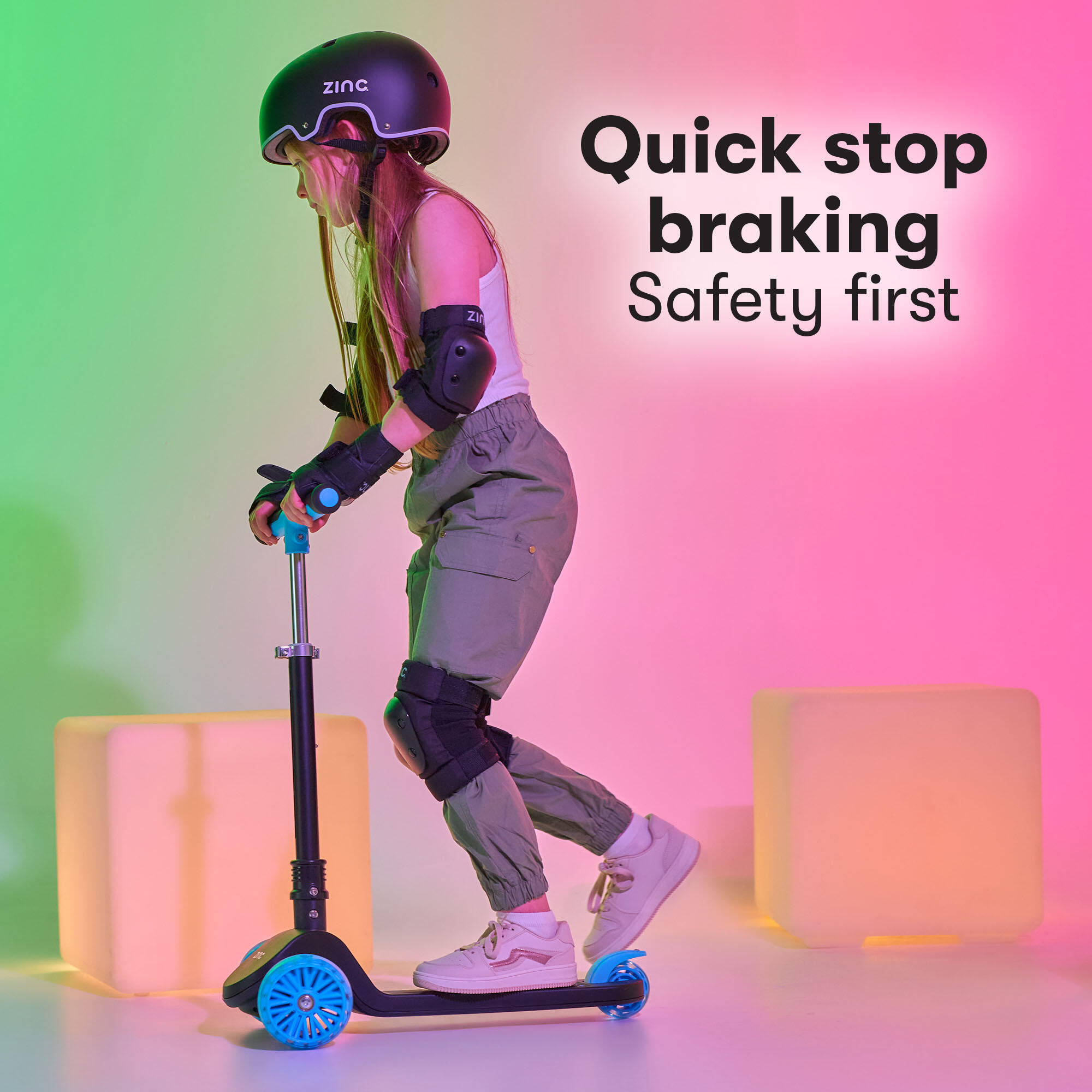 Zinc Kids 3 Wheel T-motion Shine Scooter - Blue ZINC | Decathlon