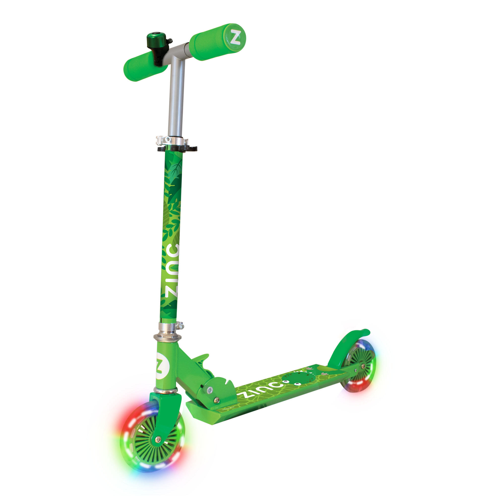 Zinc Two Wheeled Folding Light Up Explorer Scooter - Dino ZINC | Decathlon
